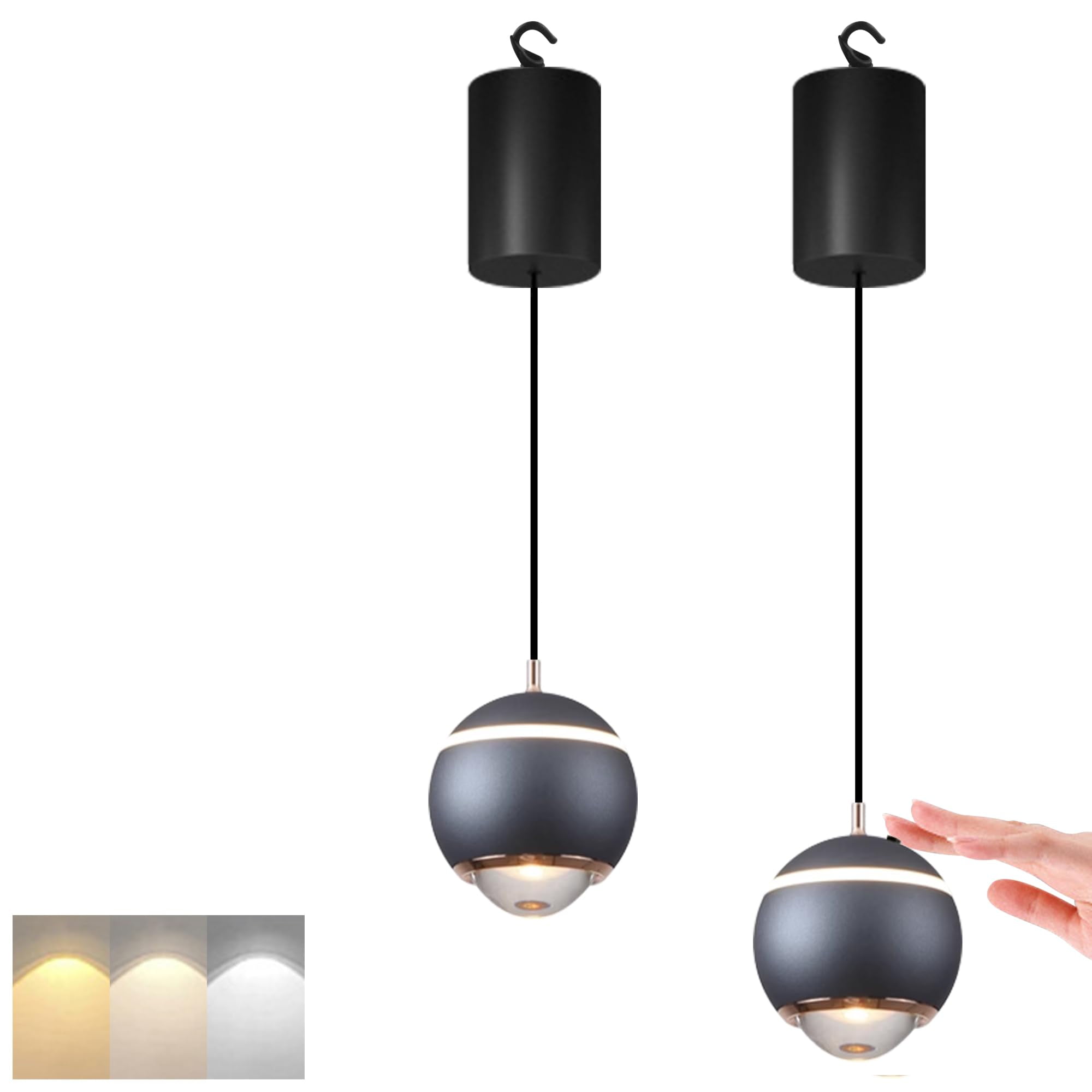 FSLiving Rechargeable Battery Operated 6W COB LED Touch Control Hanging ...