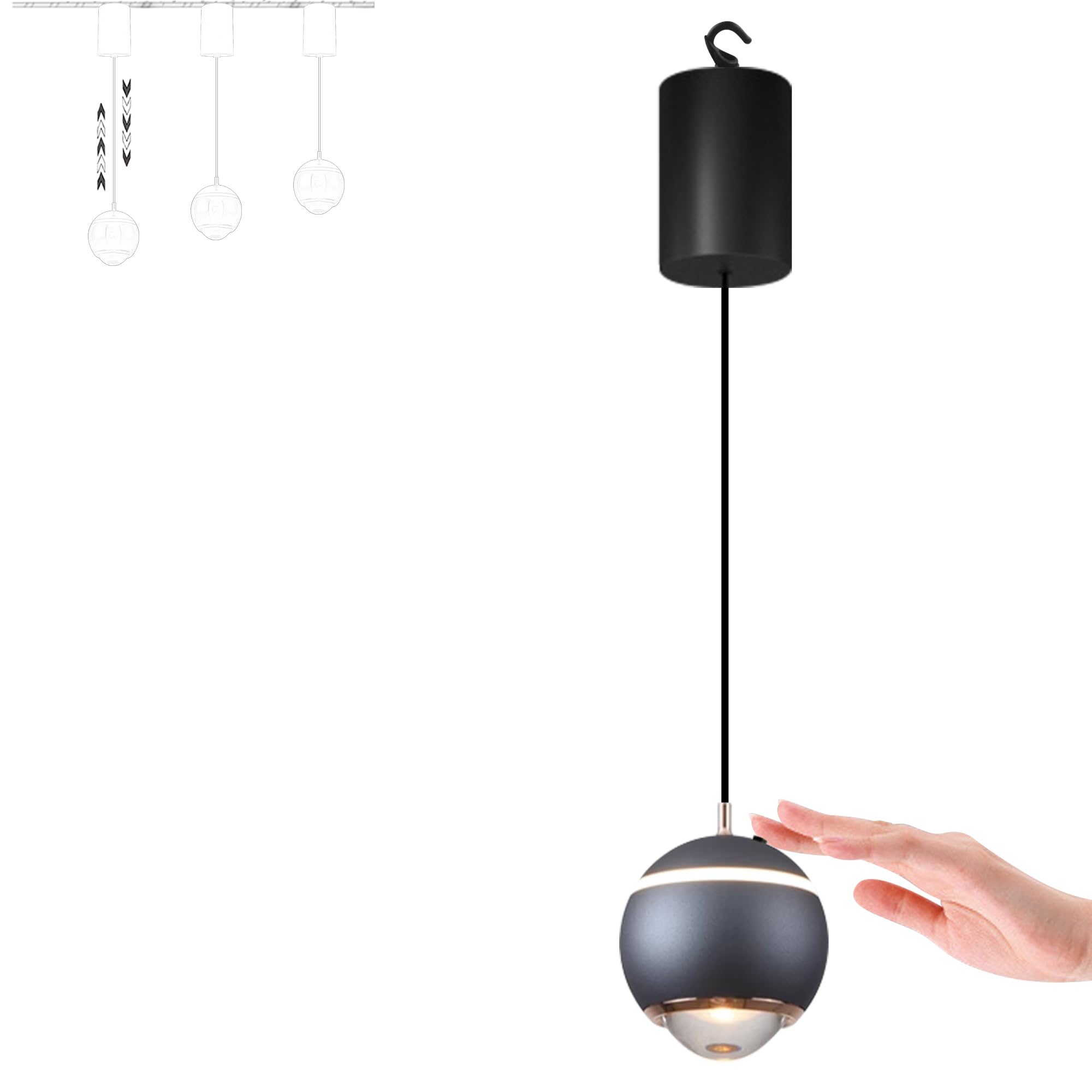 FSLiving Rechargeable Battery Operated 6W Hanging Lamp Touch Control ...