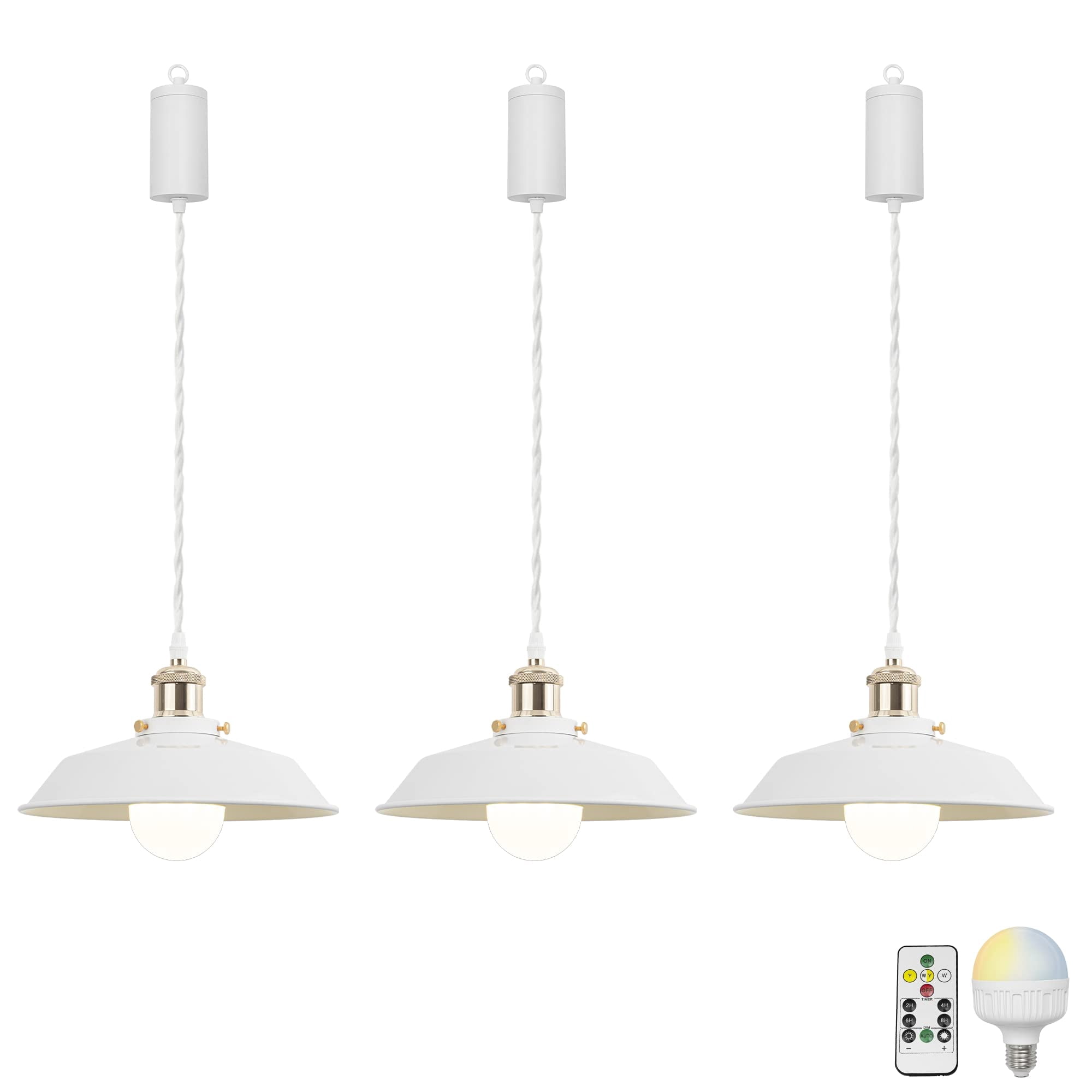 FSLiving Rechargeable Battery Operated Dimmable Pendant Light with ...