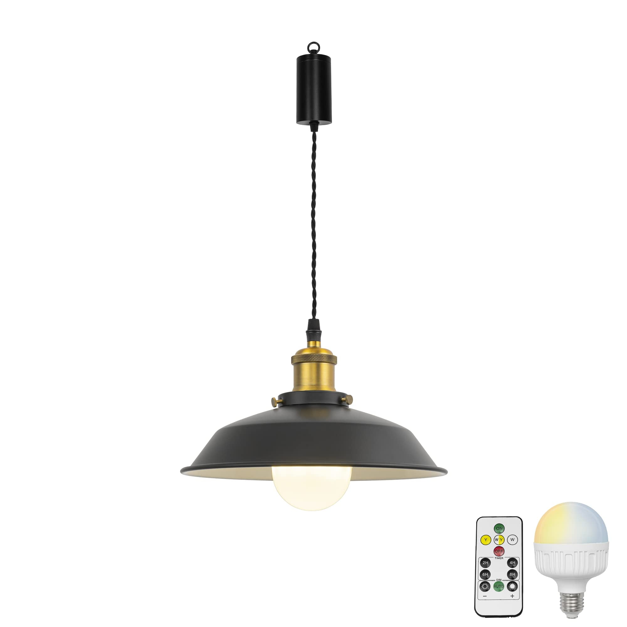 FSLiving Rechargeable Battery Operated Dimmable Pendant Light with ...