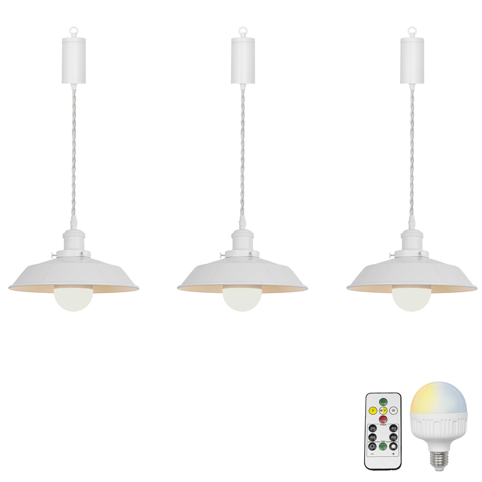 FSLiving Rechargeable Battery Operated Dimmable Pendant Light with ...