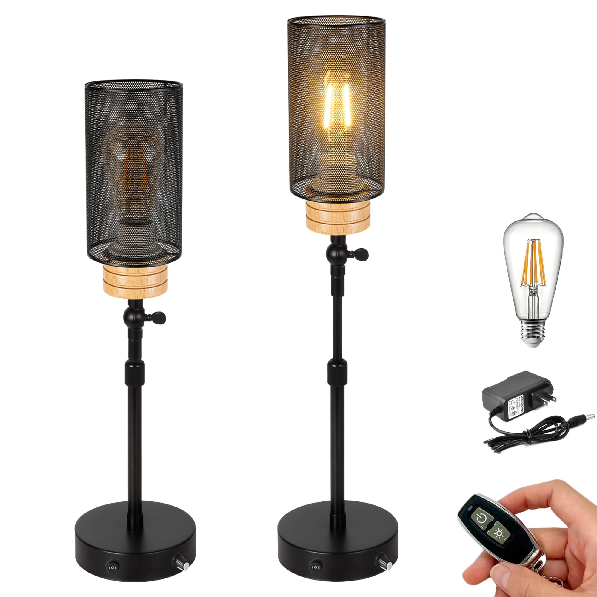 FSLiving Rechargeable Battery Operated Fireplace Lamps, Industrial ...