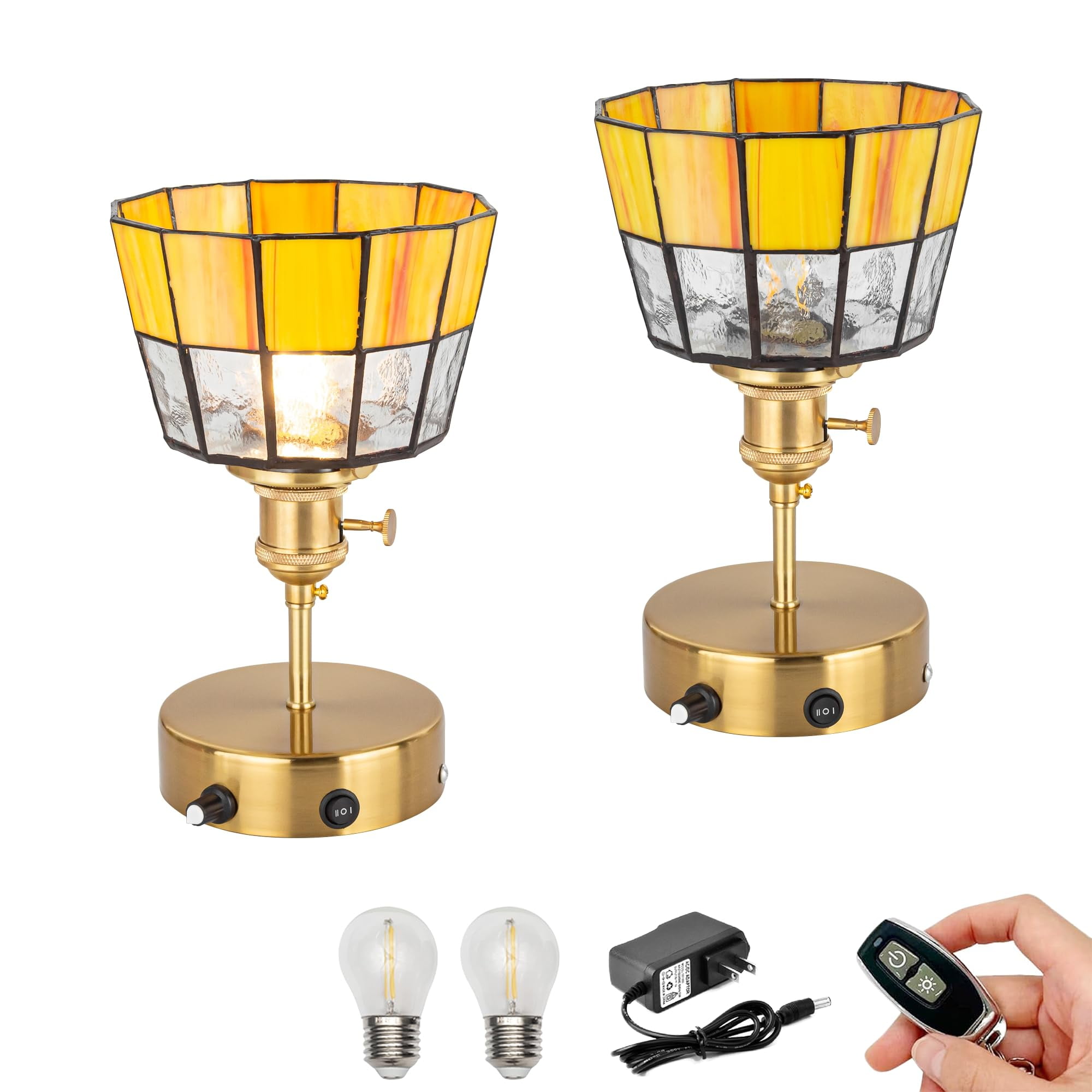 FSLiving Rechargeable Battery Operated LED Fireplace Lamps, Remote RV ...