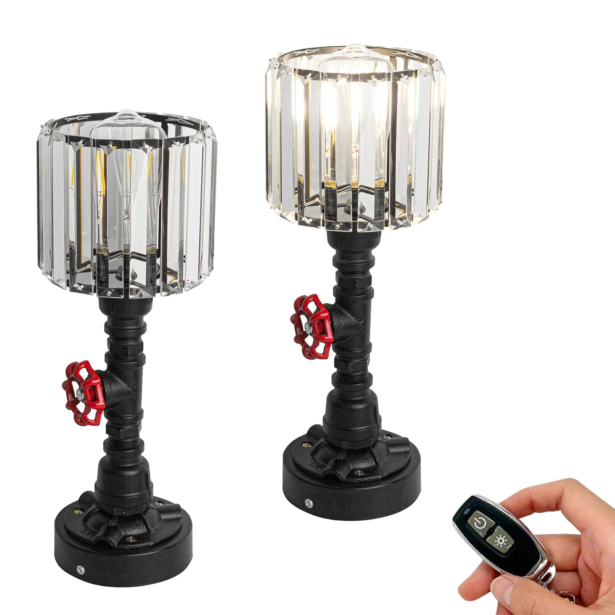 FSLiving Rechargeable Battery Operated LED Fireplace Lamps with Remote ...