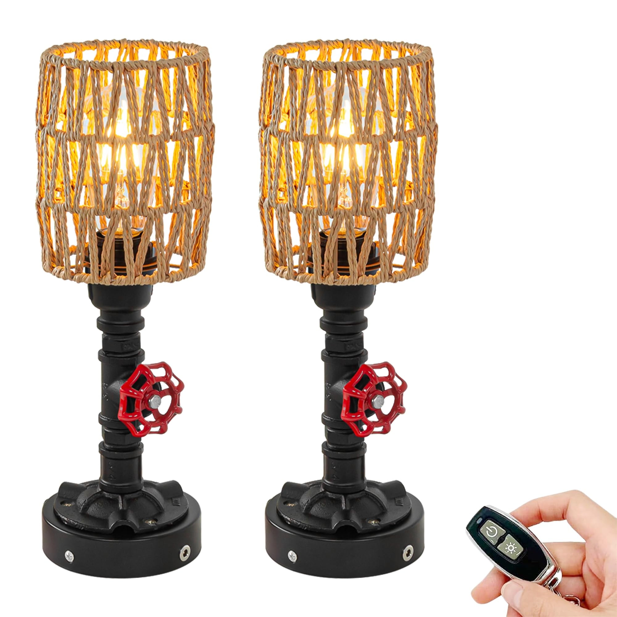 FSLiving Rechargeable Battery Operated LED Fireplace Lamps by Remote RV ...