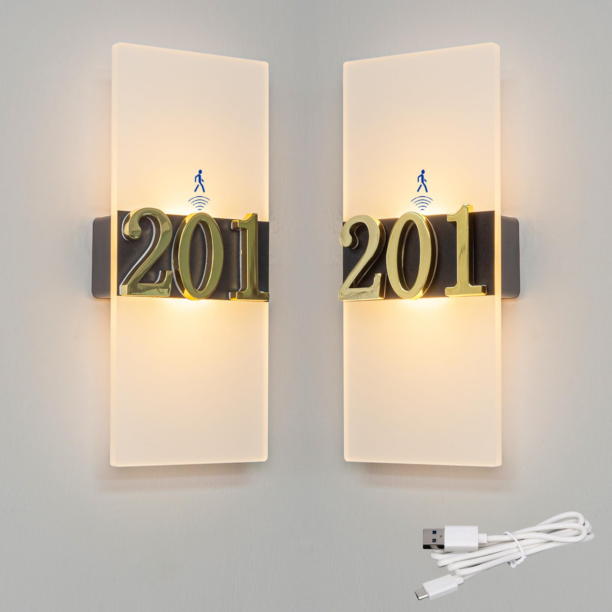 FSLiving Rechargeable Battery Operated LED IR Sensor Wall Lamp Acrylic ...