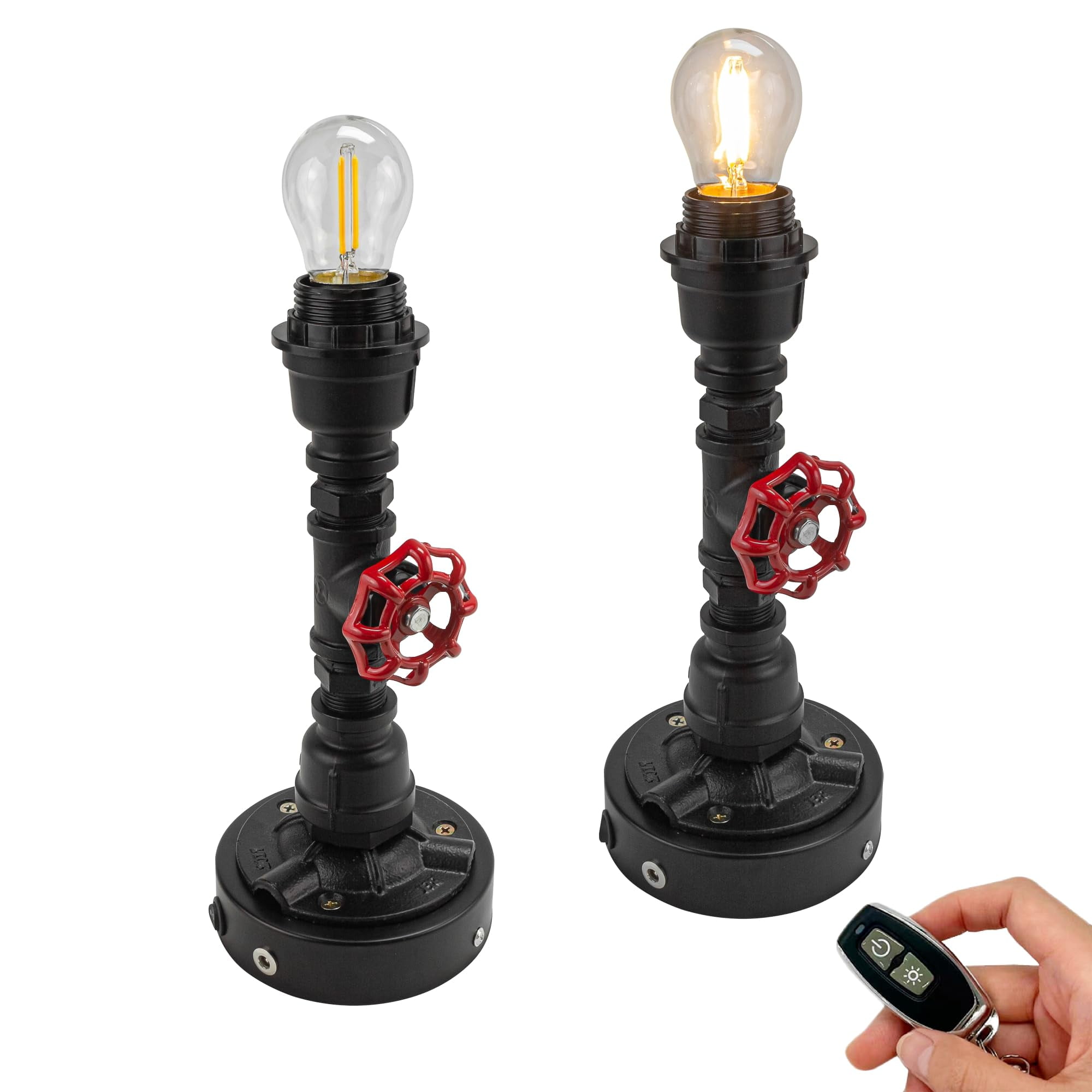 FSLiving Rechargeable Battery Operated LED Steampunk Table Lamp with ...