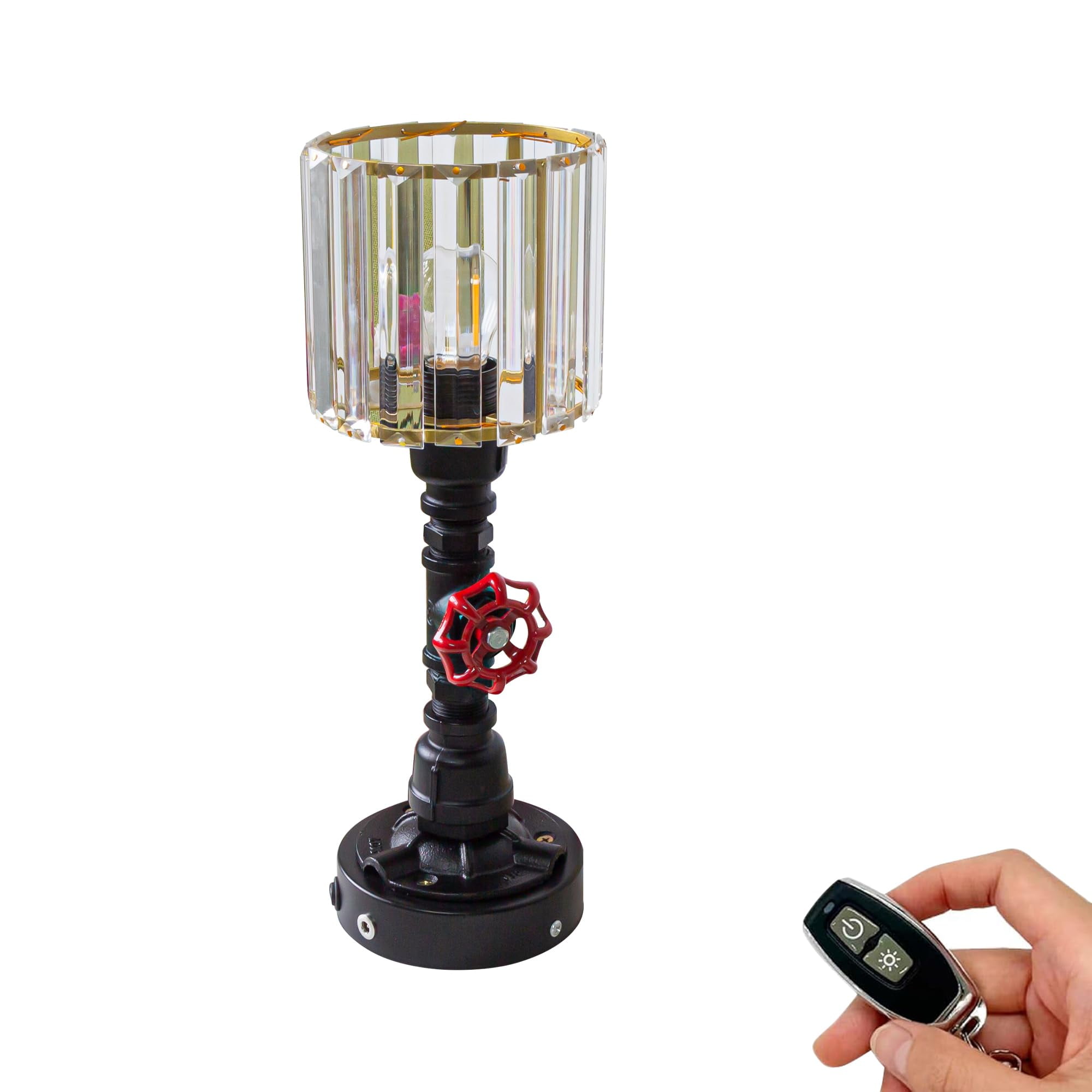 FSLiving Rechargeable Battery Operated LED Steampunk Table Lamp with ...