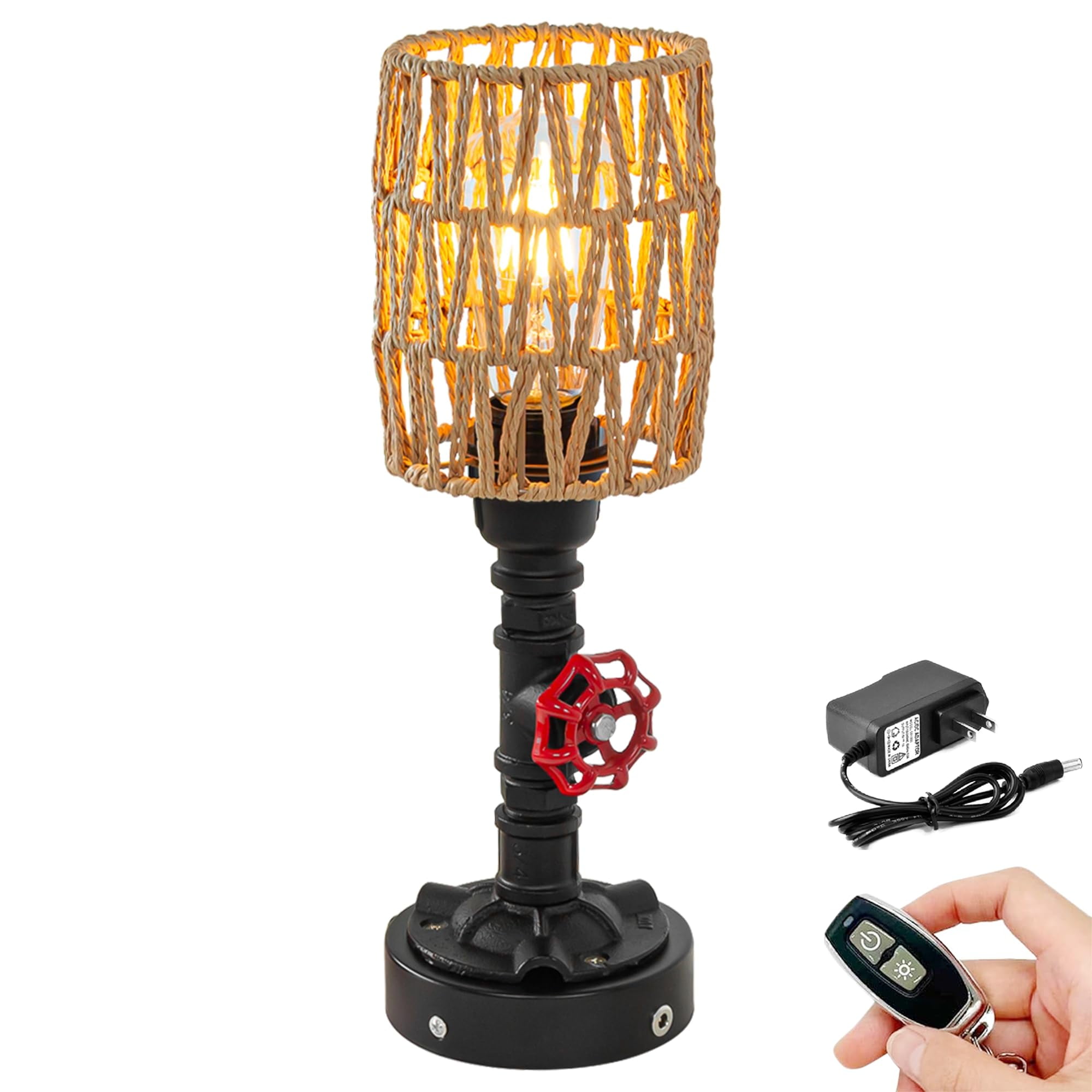 FSLiving Rechargeable Battery Operated LED Steampunk Table Lamp with ...