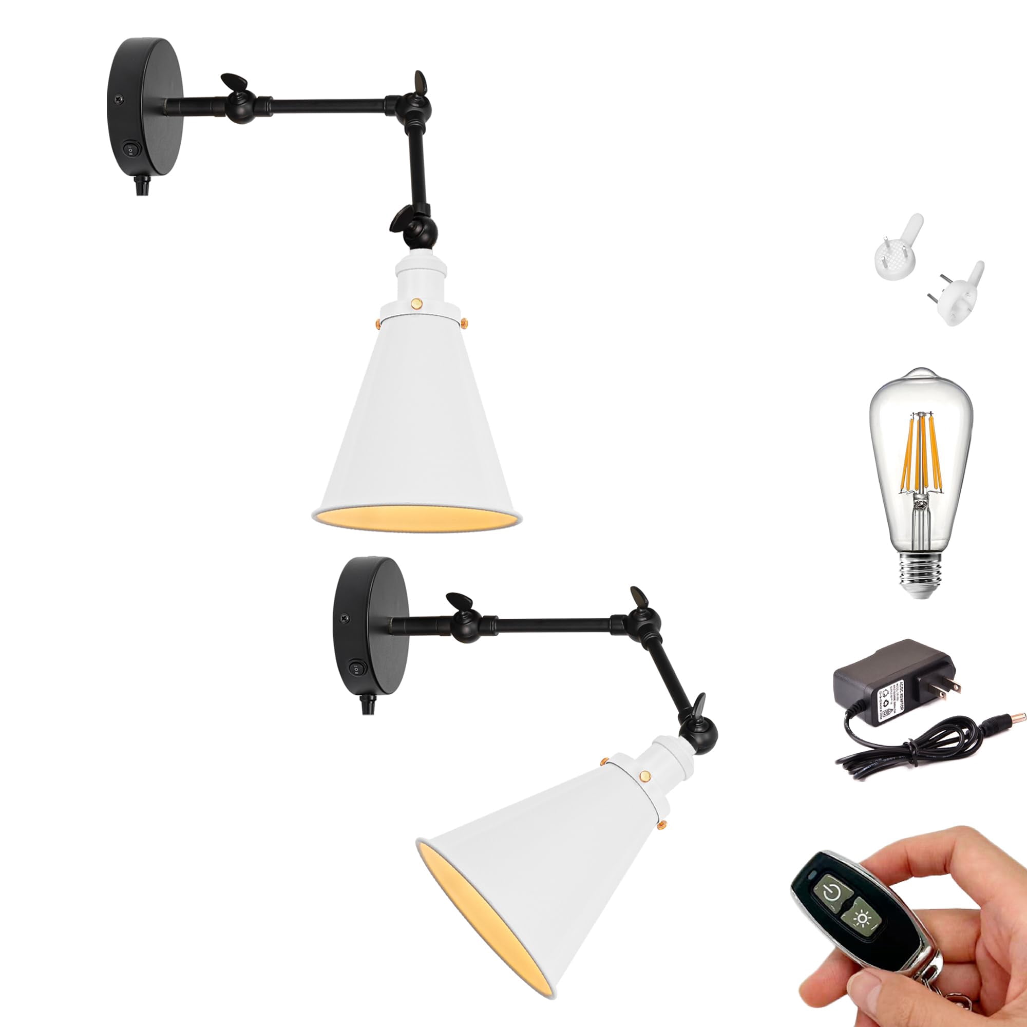 FSLiving Rechargeable Battery Operated LED Wall Sconce by Remote ...