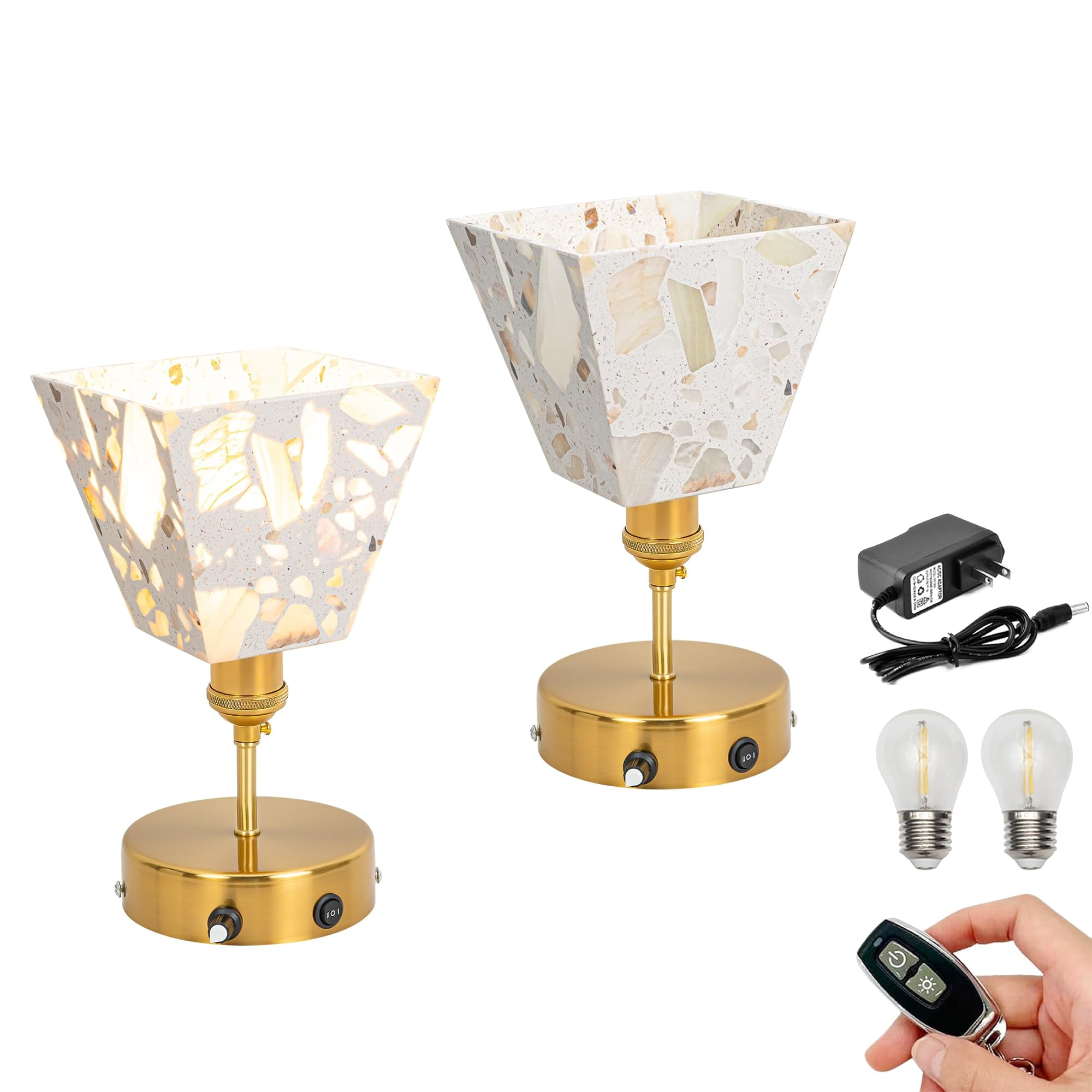 FSLiving Rechargeable Battery Operated LED White Trapezoid Lamps ...