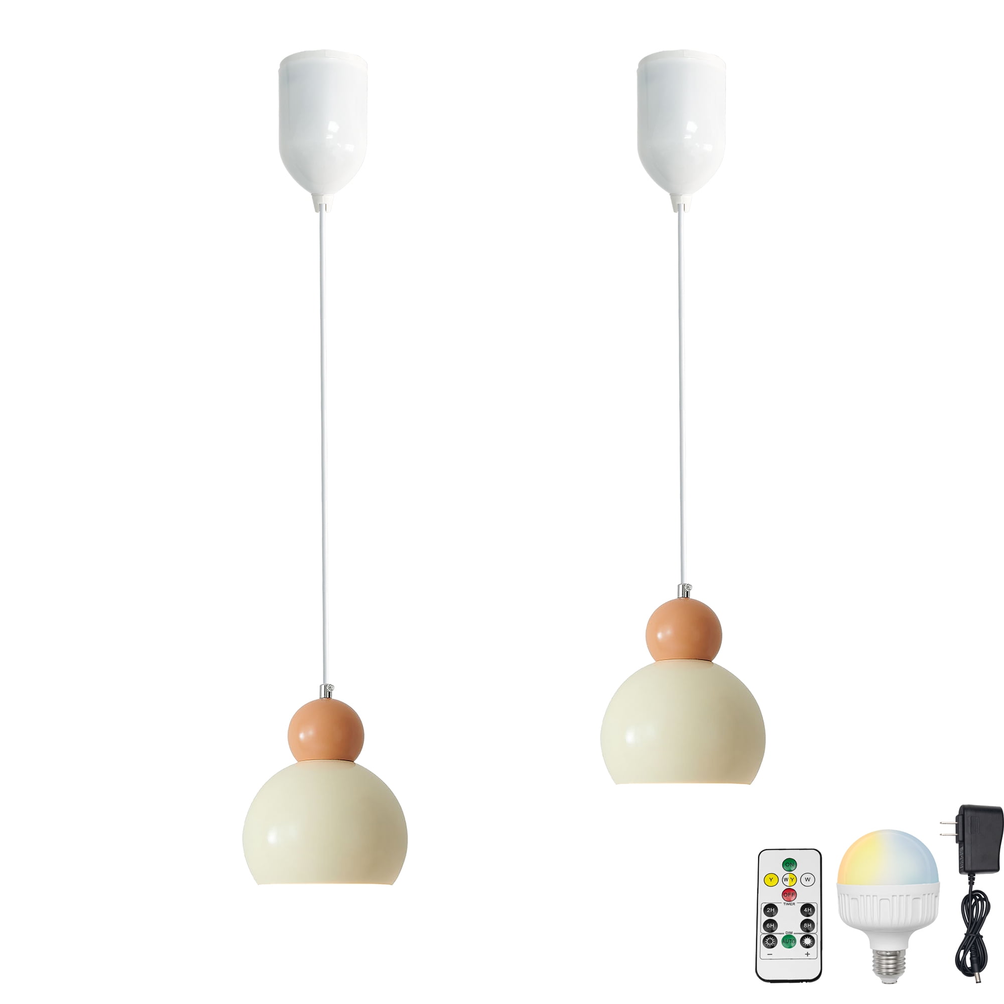 FSLiving Rechargeable Battery Operated Pendant Light with Remote,Modern ...