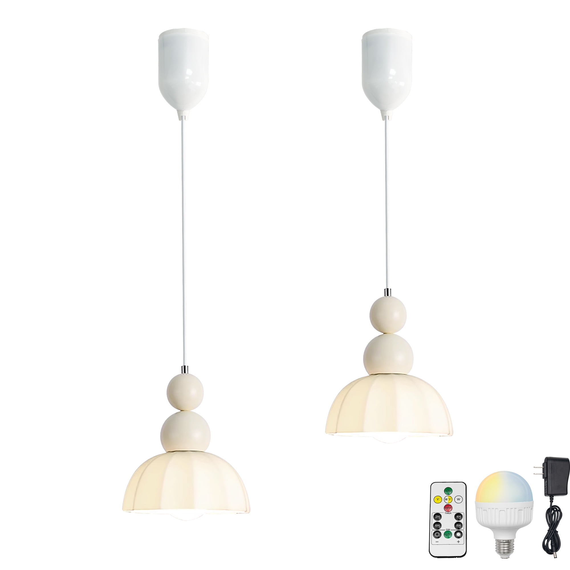 FSLiving Rechargeable Battery Operated Pendant Light with Remote,Modern ...