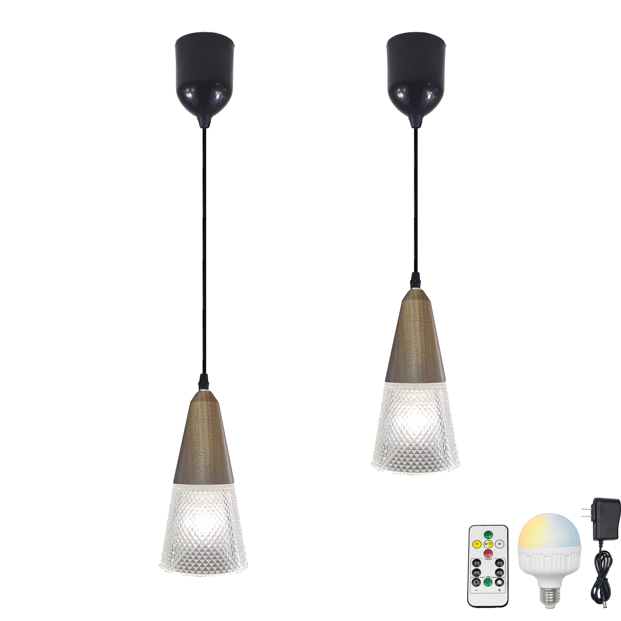 FSLiving Rechargeable Battery Operated Pendant Light with Remote ...