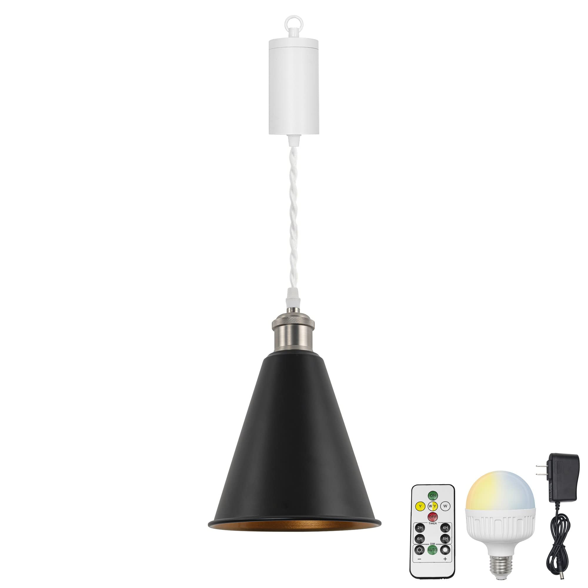 FSLiving Rechargeable Battery Operated Pendant Light with Sleeve&Round ...
