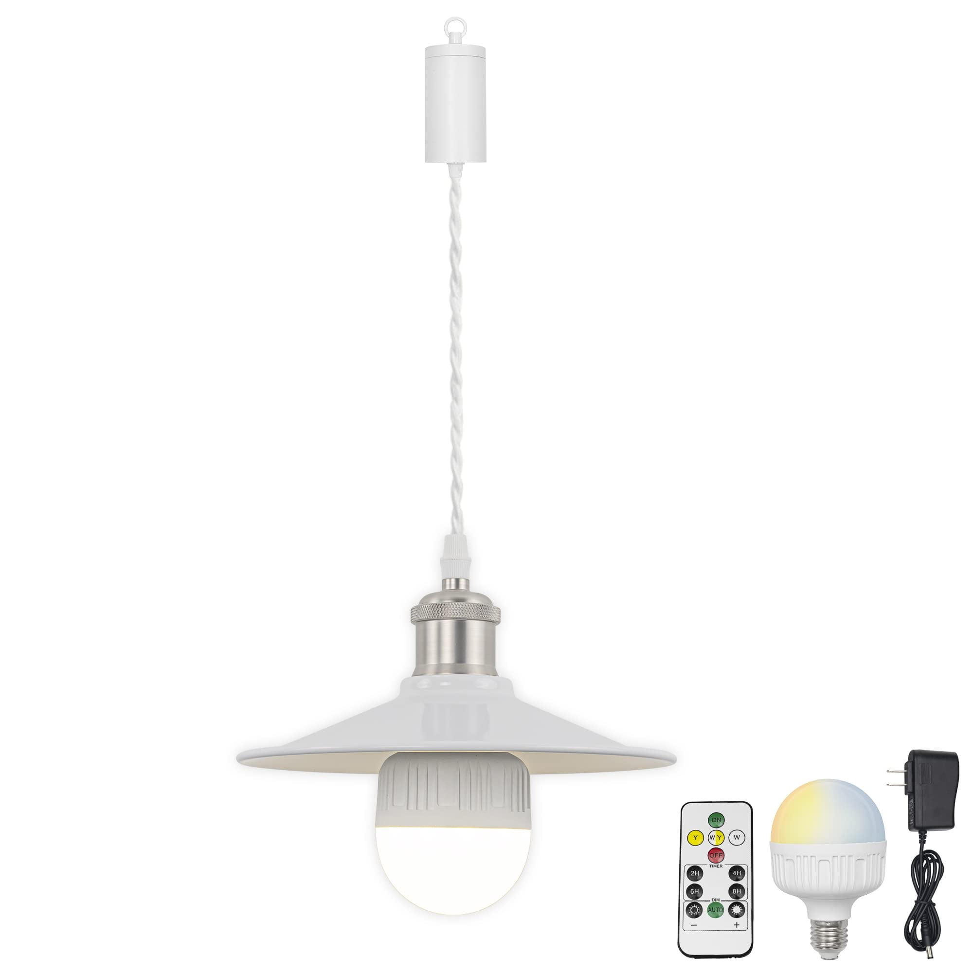 FSLiving Rechargeable Battery Operated Pendant Light with Sleeve&Round ...