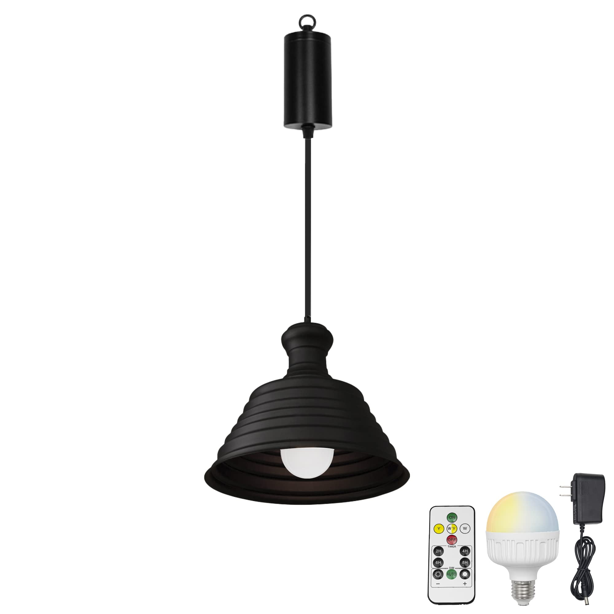 FSLiving Rechargeable Battery Operated Pendant Light with Sleeve&Round ...