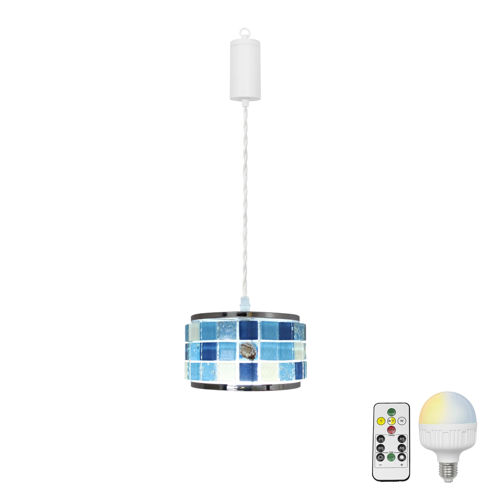 FSLiving Rechargeable Battery Operated Pendant Light with Sleeve&Round ...