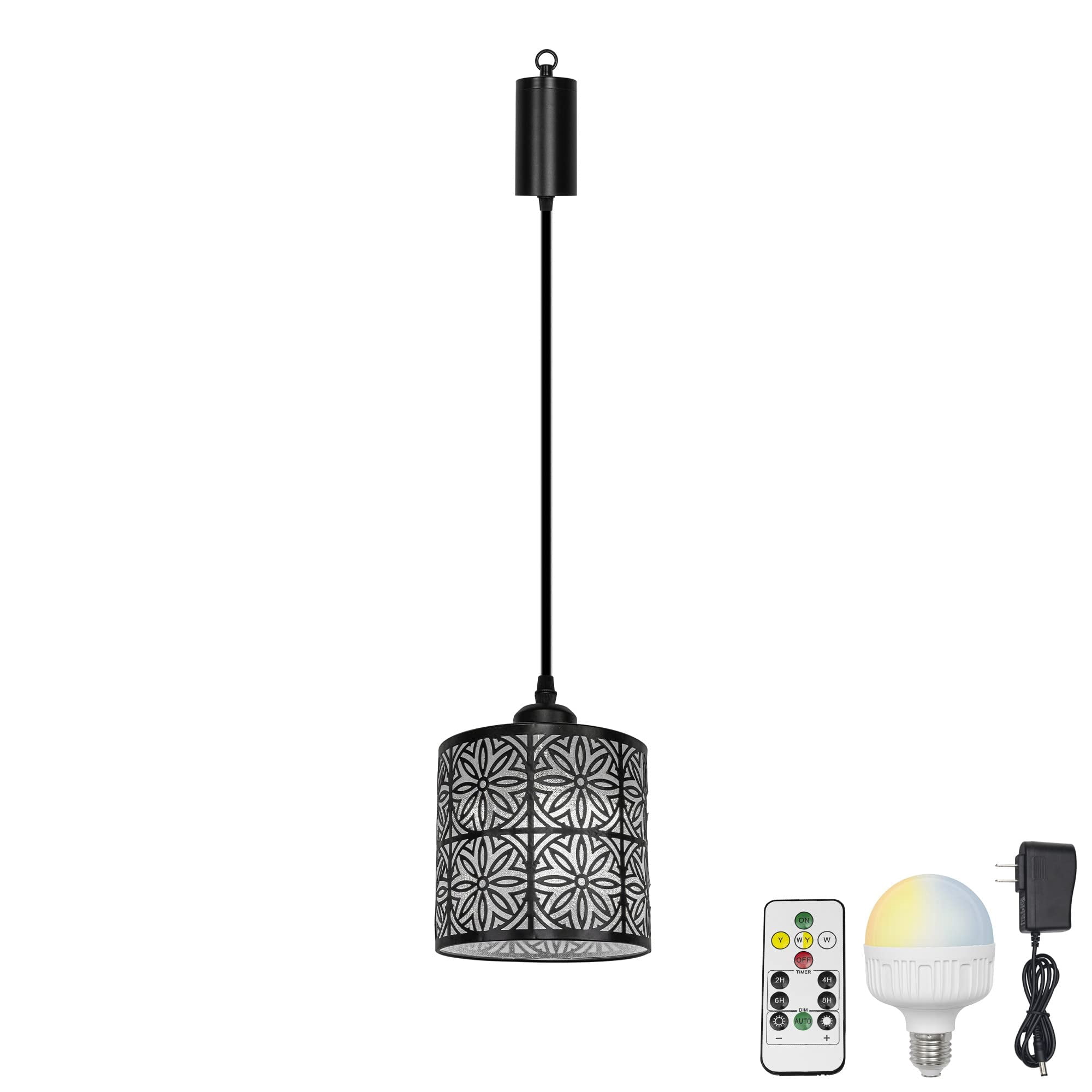 FSLiving Rechargeable Battery Operated Pendant Light with Sleeve&Round ...