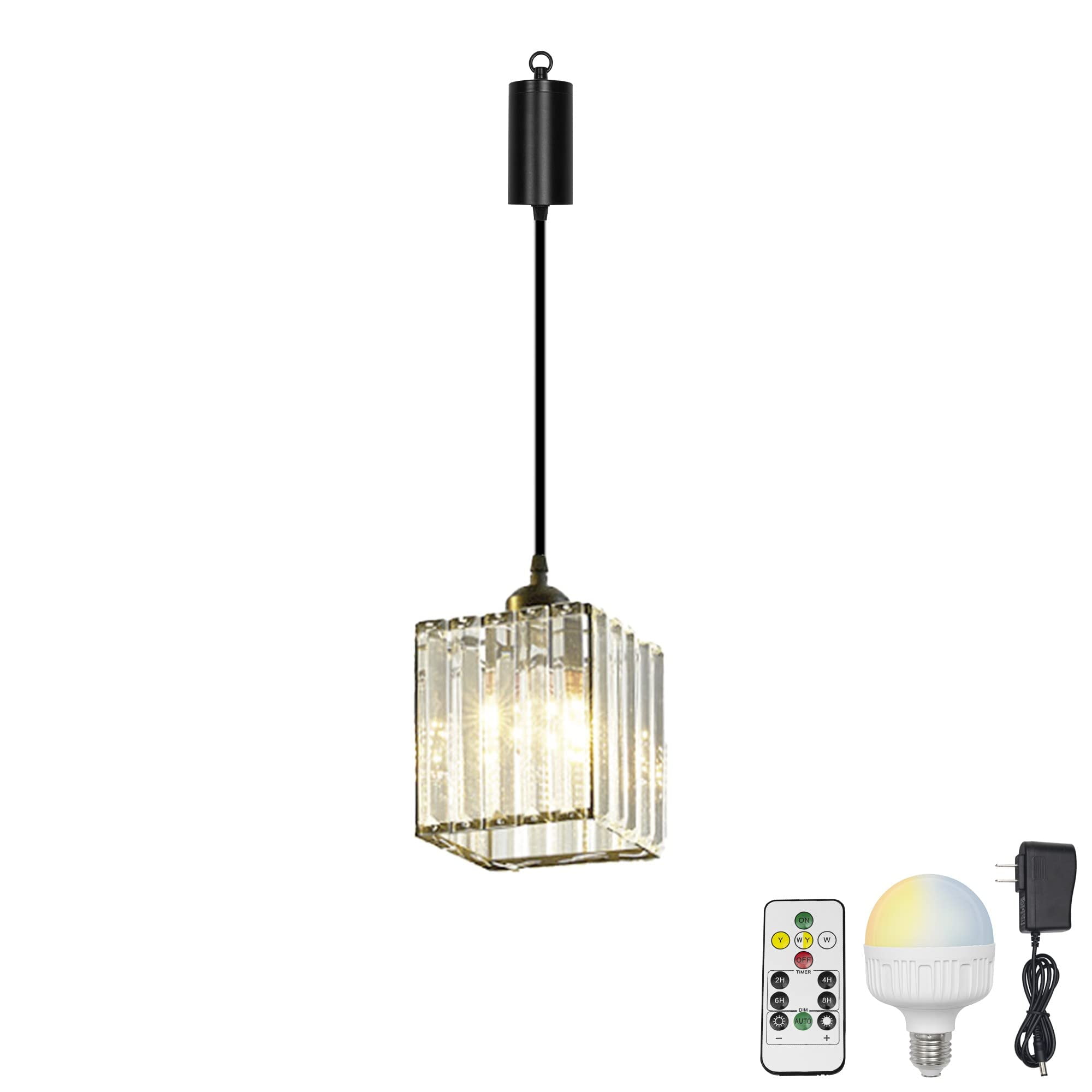 FSLiving Rechargeable Battery Operated Pendant Light with Sleeve&Round ...