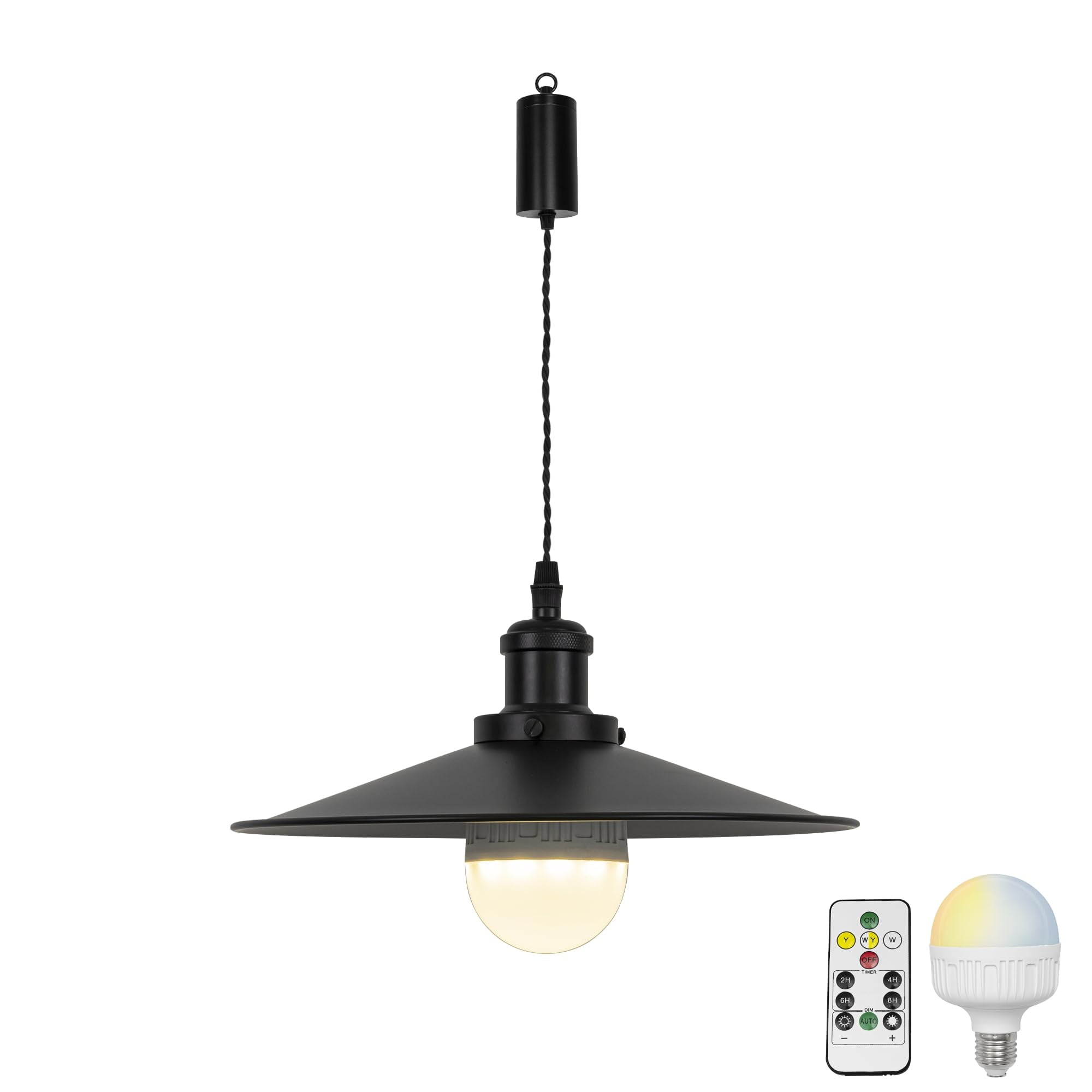 FSLiving Rechargeable Battery Operated Pendant Light with Sleeve&Round ...