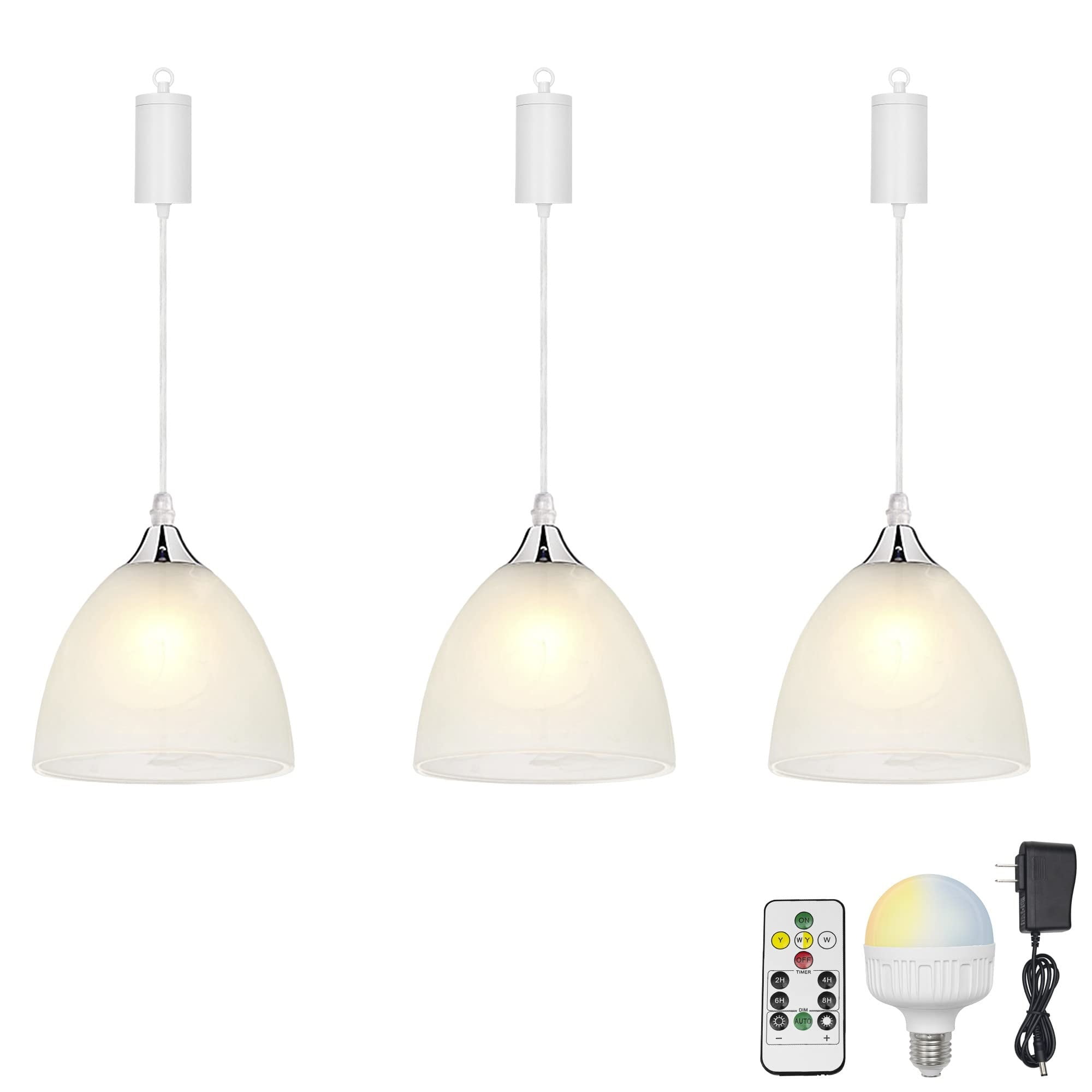 FSLiving Rechargeable Battery Operated Pendant Light with Sleeve&Round ...