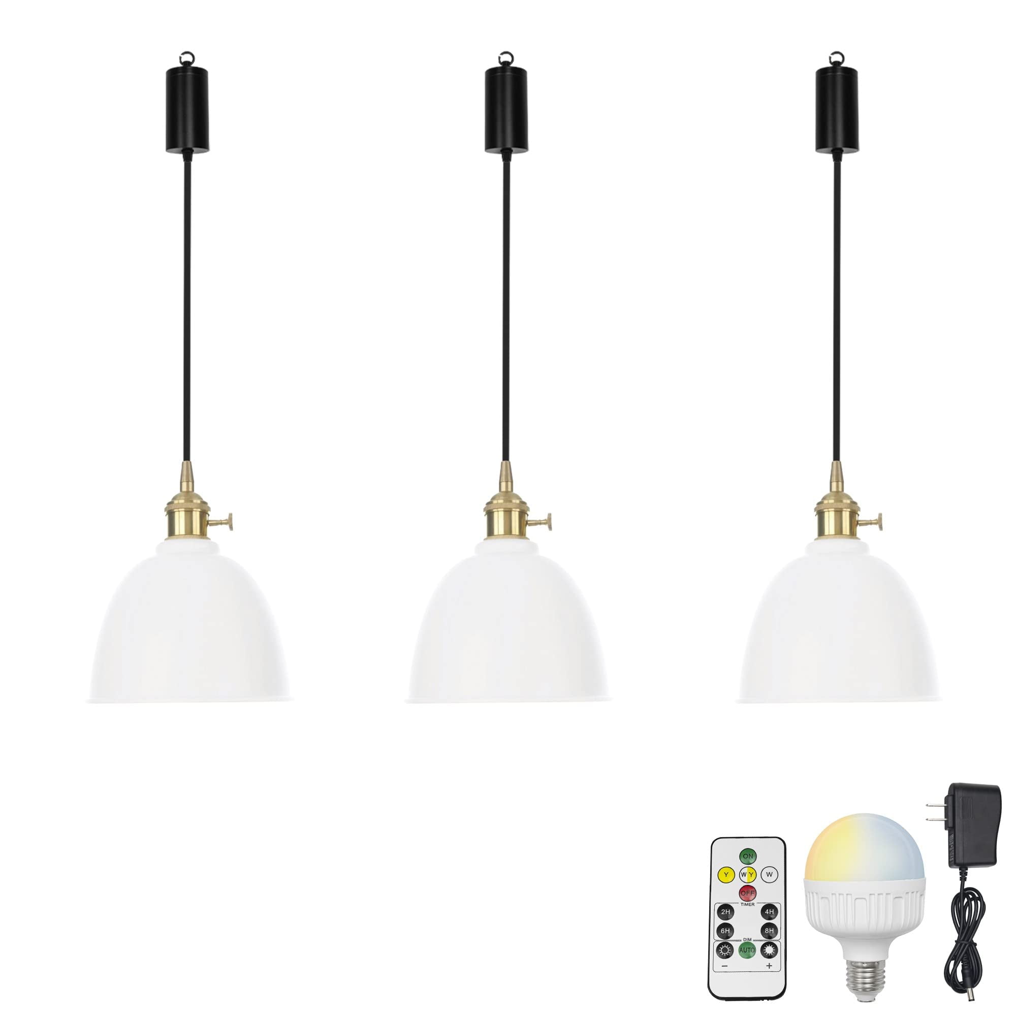 FSLiving Rechargeable Battery Operated Pendant Light with Sleeve&Round ...
