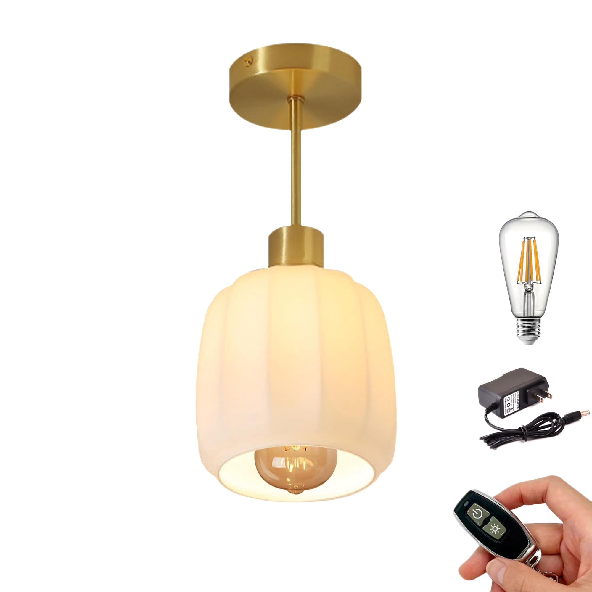 FSLiving Rechargeable Battery Operated with Remote Control White Cone ...