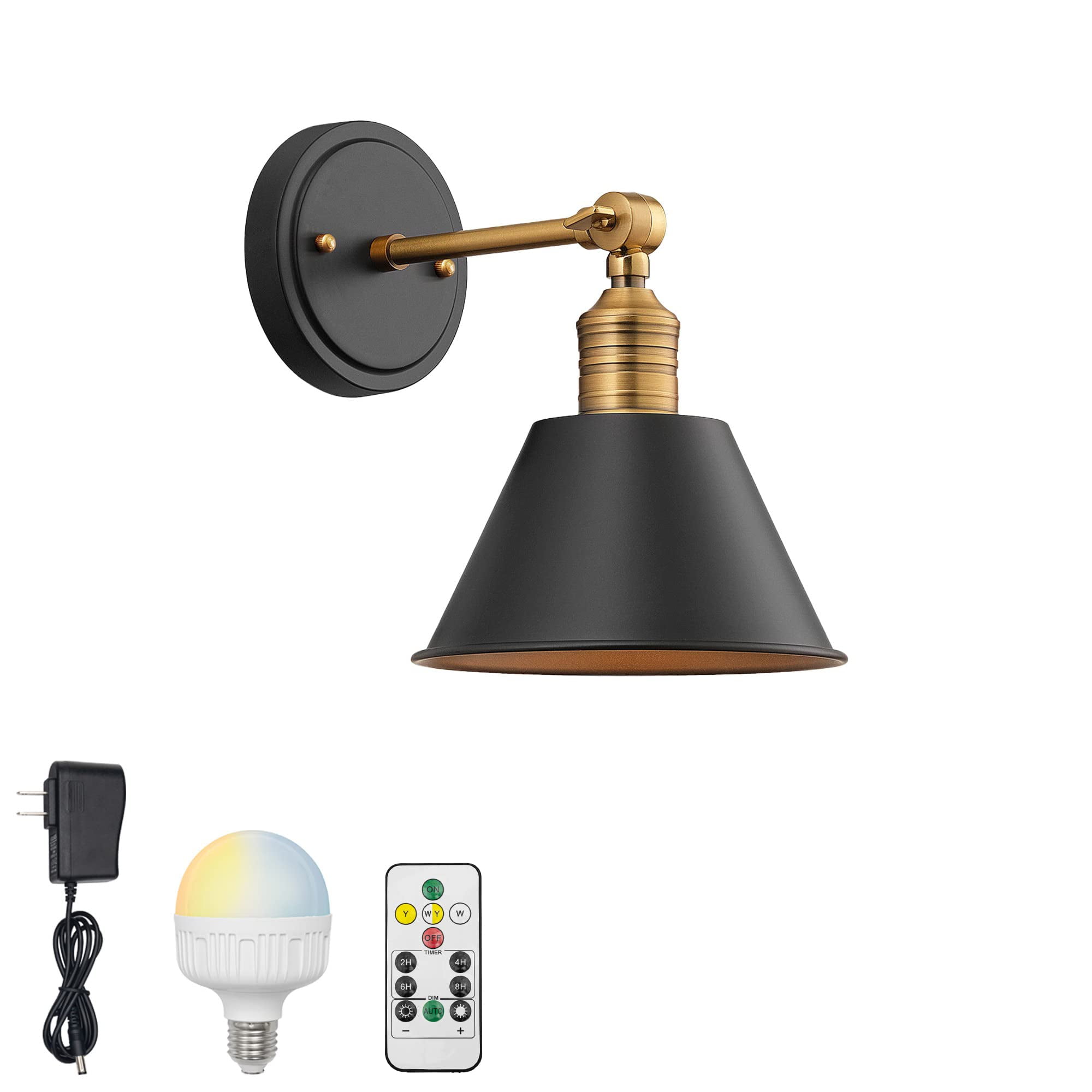 FSLiving Rechargeable Battery Operated Wall Sconce LED RGB Bulb Wall ...