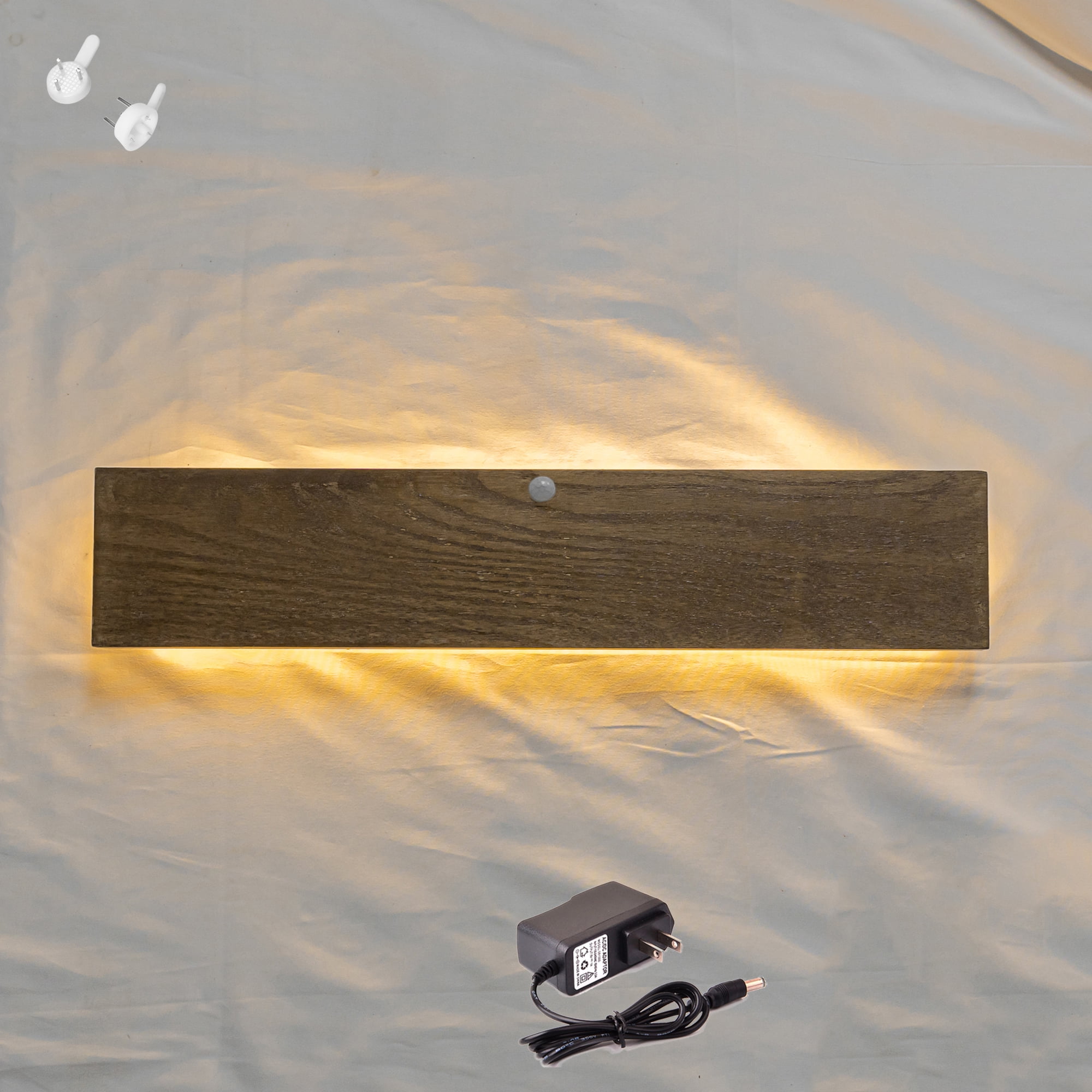 FSLiving Rechargeable Battery Operated Wall Sconces Rectangle Wooden ...