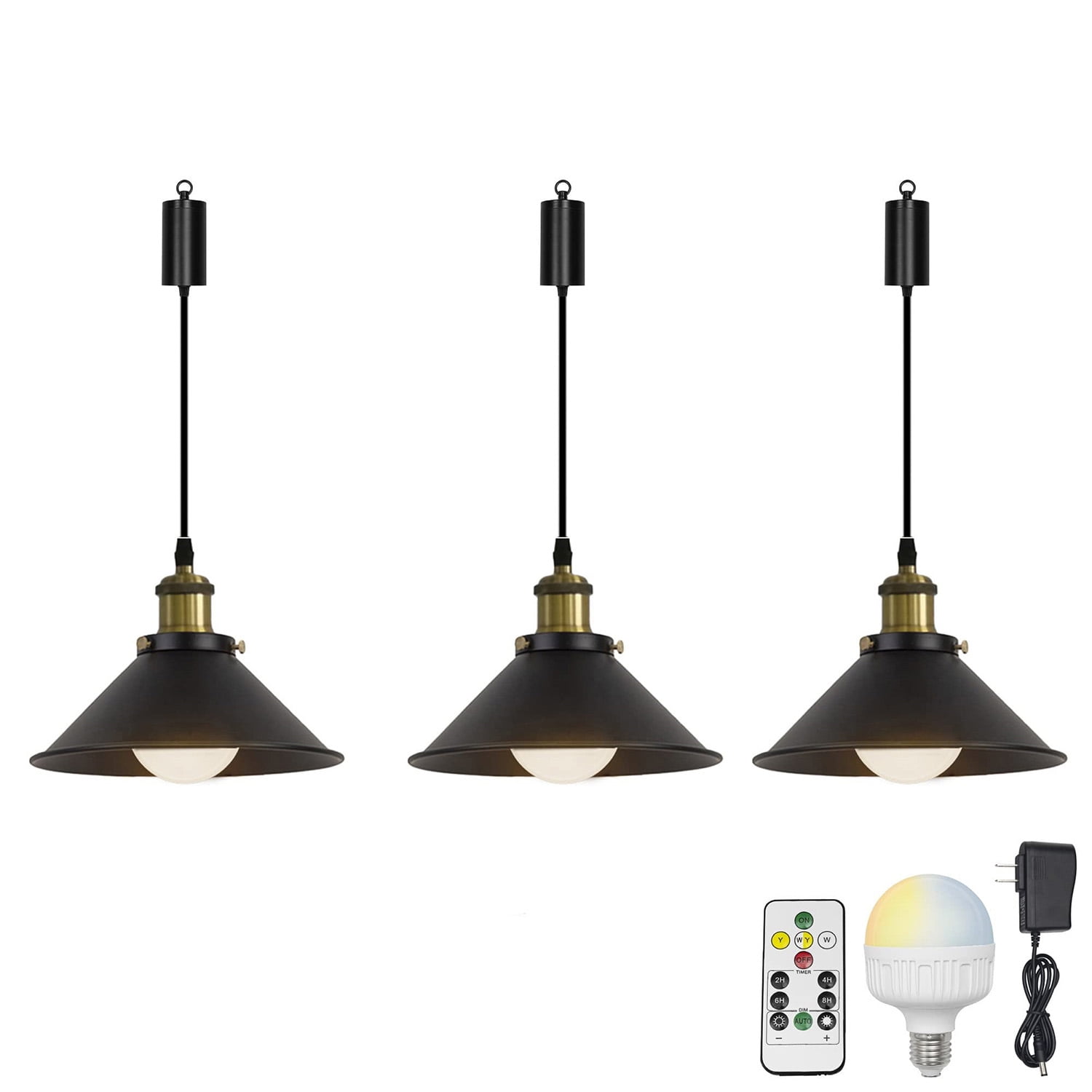 FSLiving Rechargeable Battery Remote Control LED RGB Bulb Adjusted Cord ...