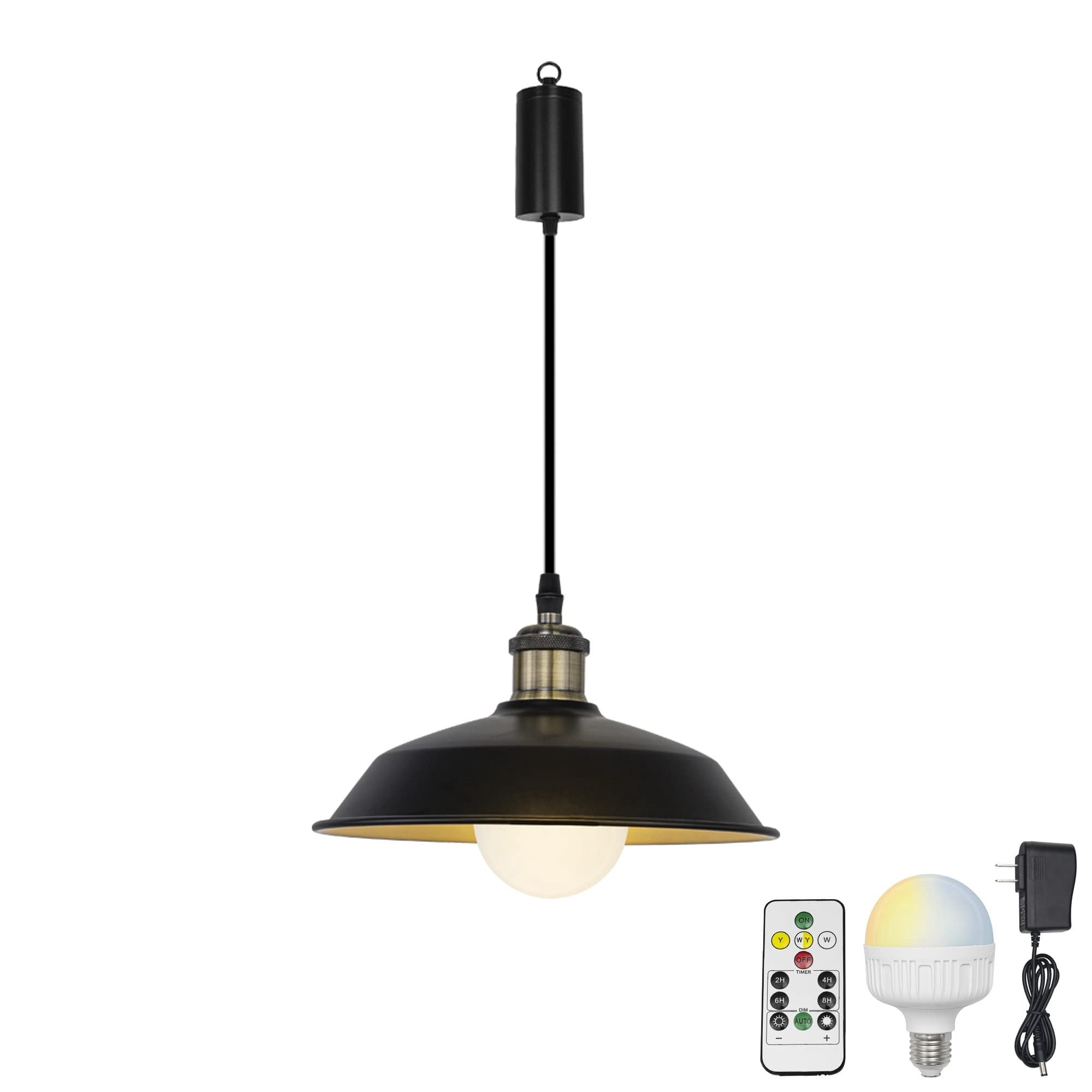 FSLiving Rechargeable Battery Remote LED RGB Bulb Adjusted Cord Hanging ...