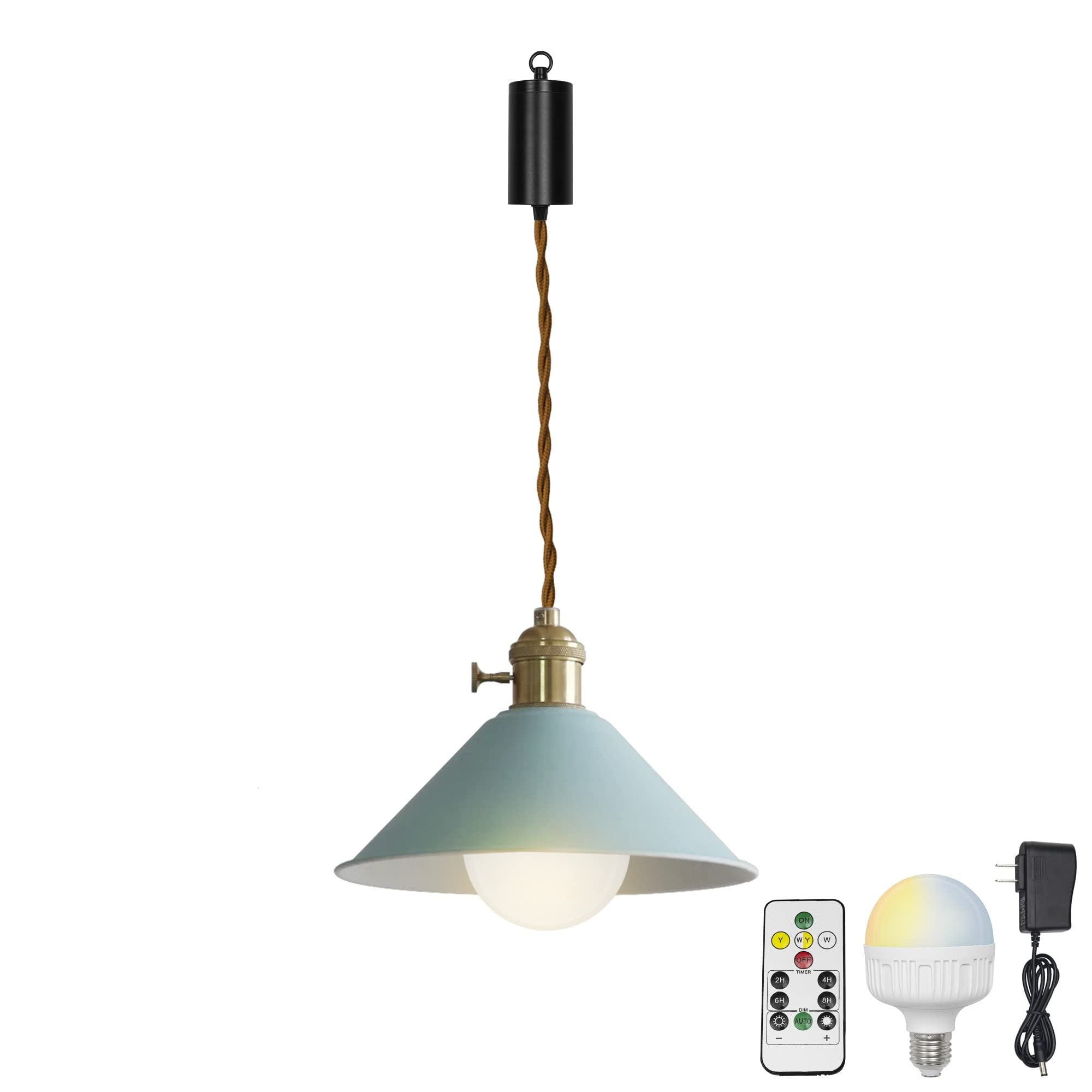 FSLiving Rechargeable Battery Remote LED RGB Bulb Adjusted Cord Hanging ...