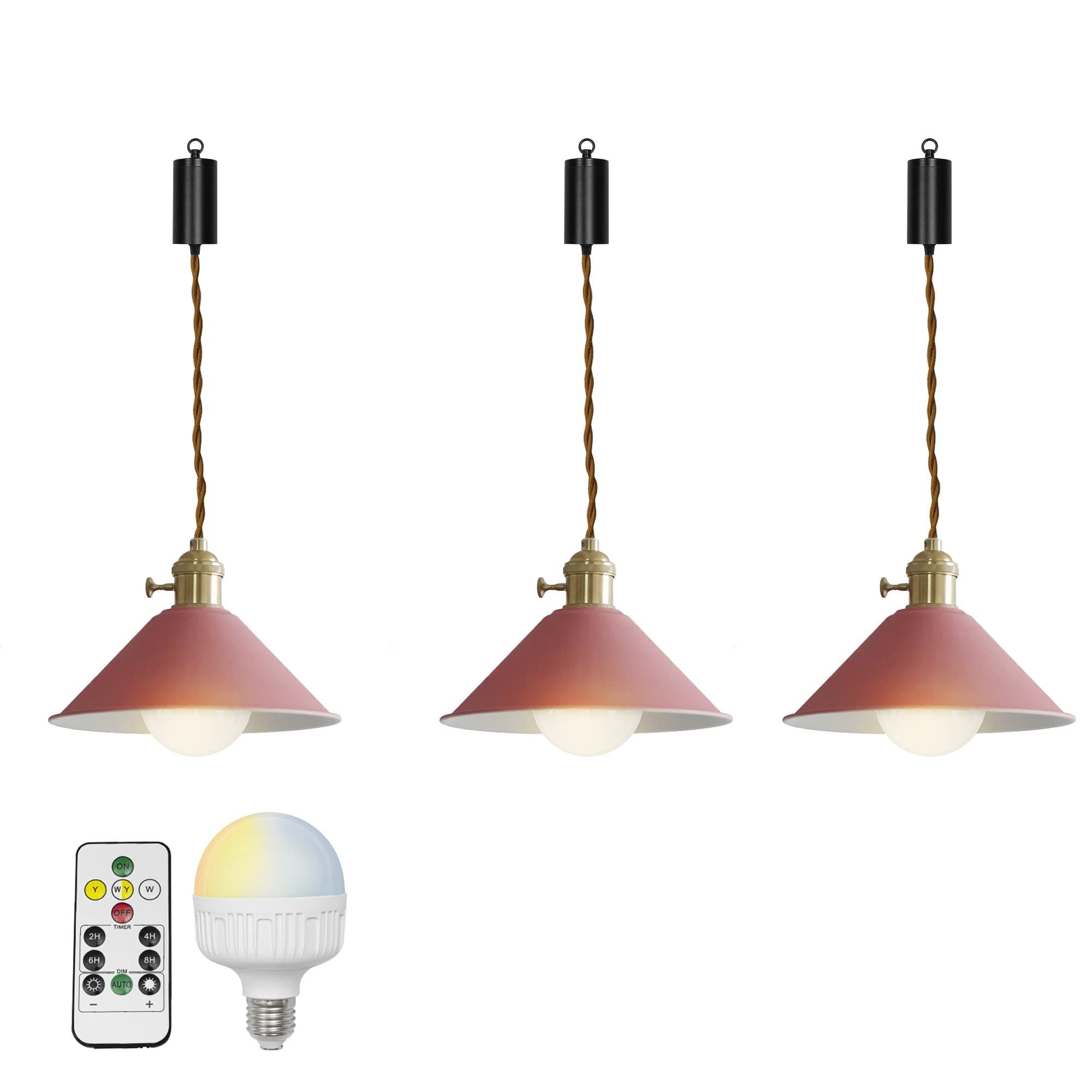 FSLiving Rechargeable Battery Remote LED RGB Bulb Adjusted Cord Hanging ...