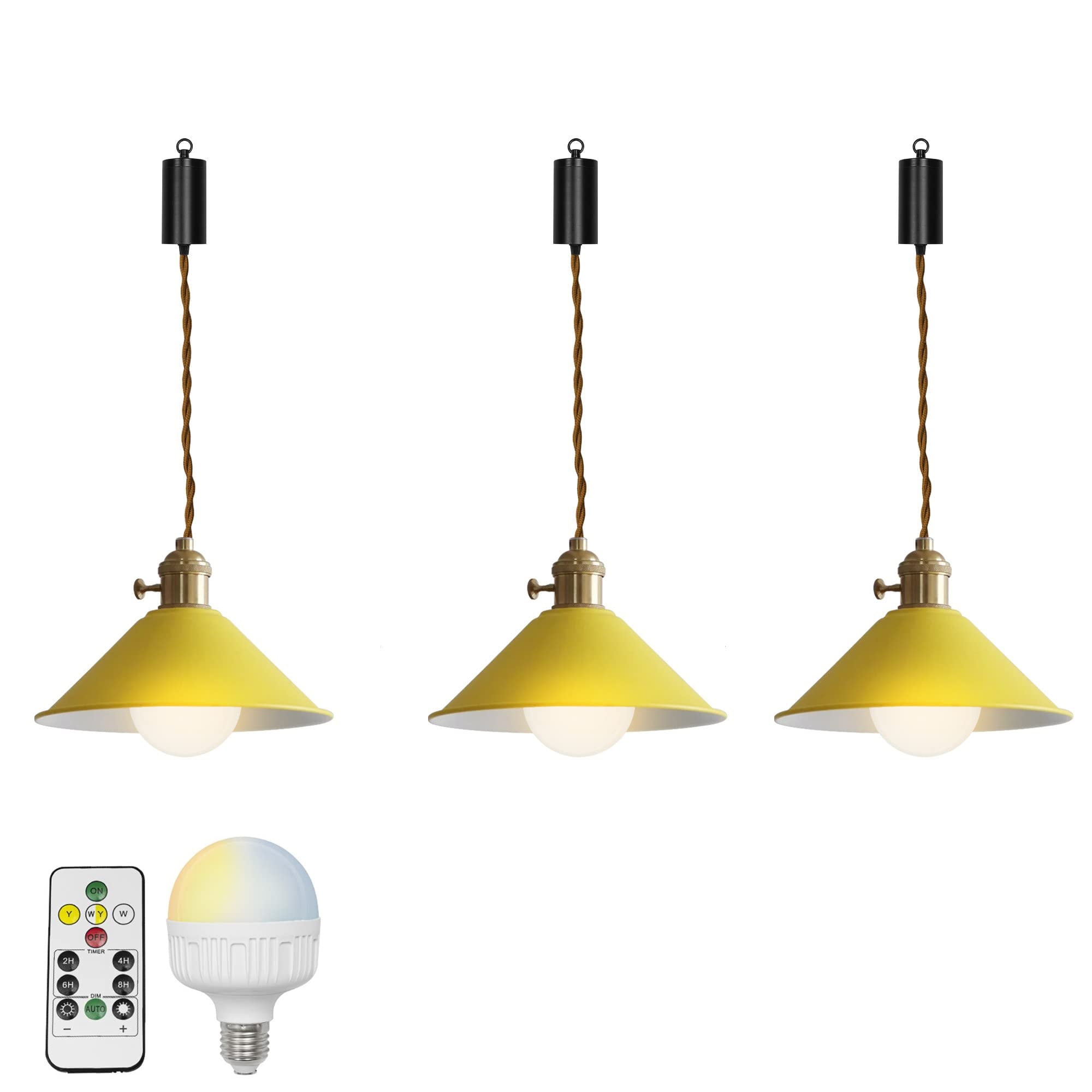 FSLiving Rechargeable Battery Remote LED RGB Bulb Adjusted Cord Hanging ...