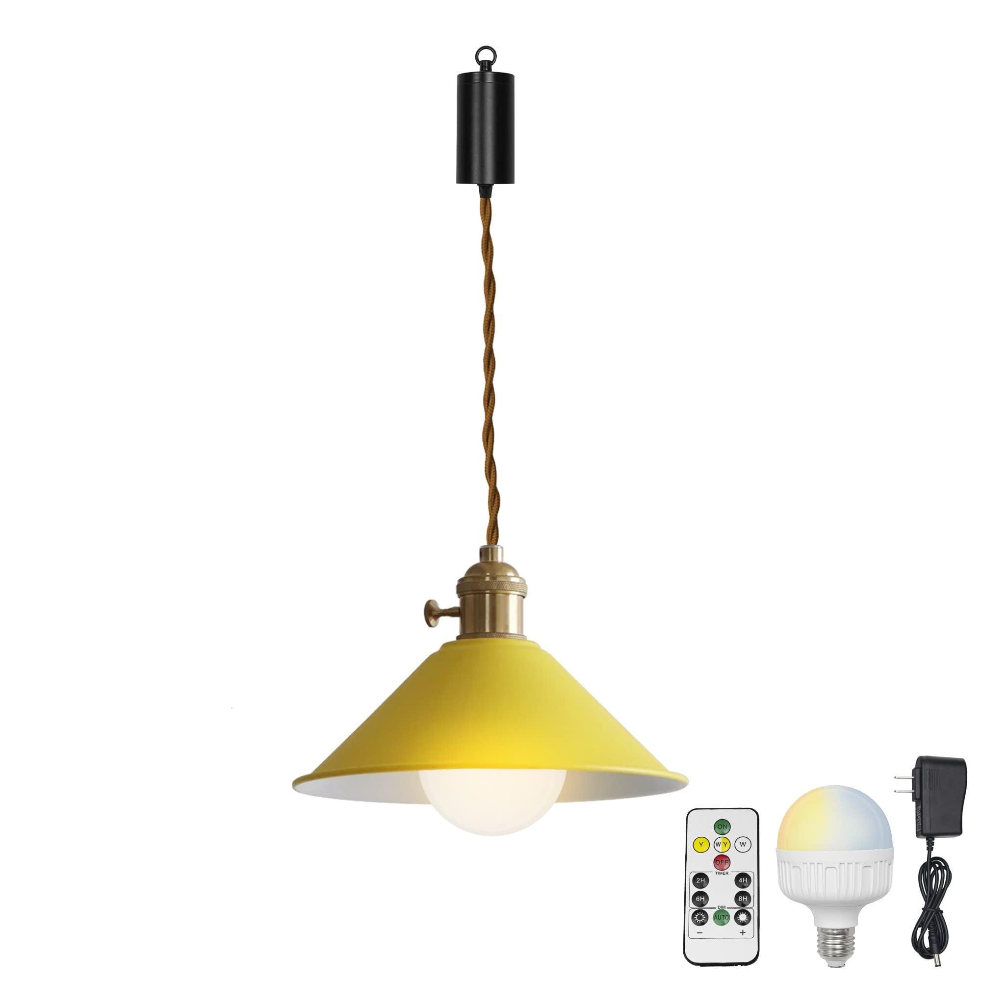 FSLiving Rechargeable Battery Remote LED RGB Bulb Adjusted Cord Hanging ...