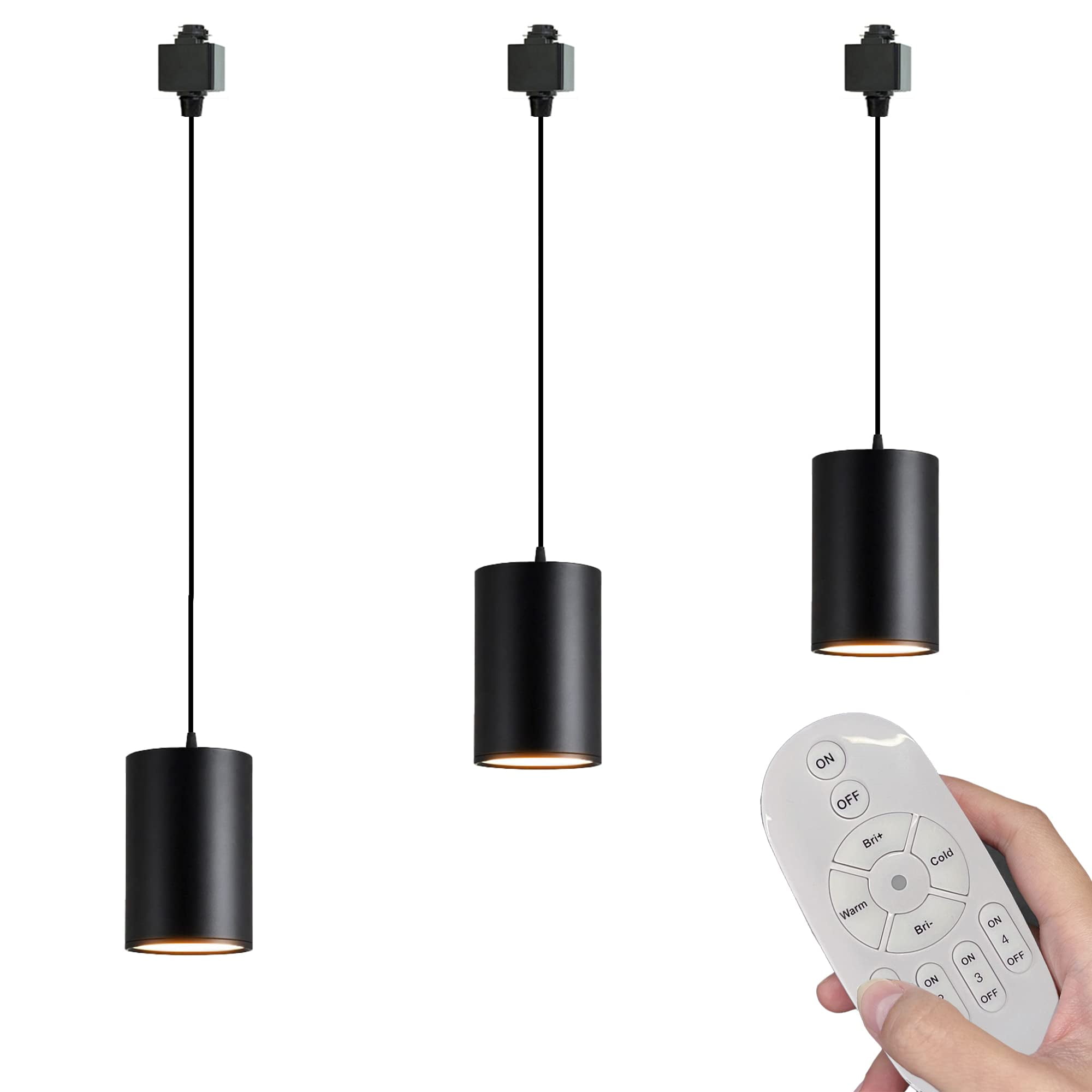 FSLiving Remote Control 7W LED Track Linear Look Black Pendant Lights H ...