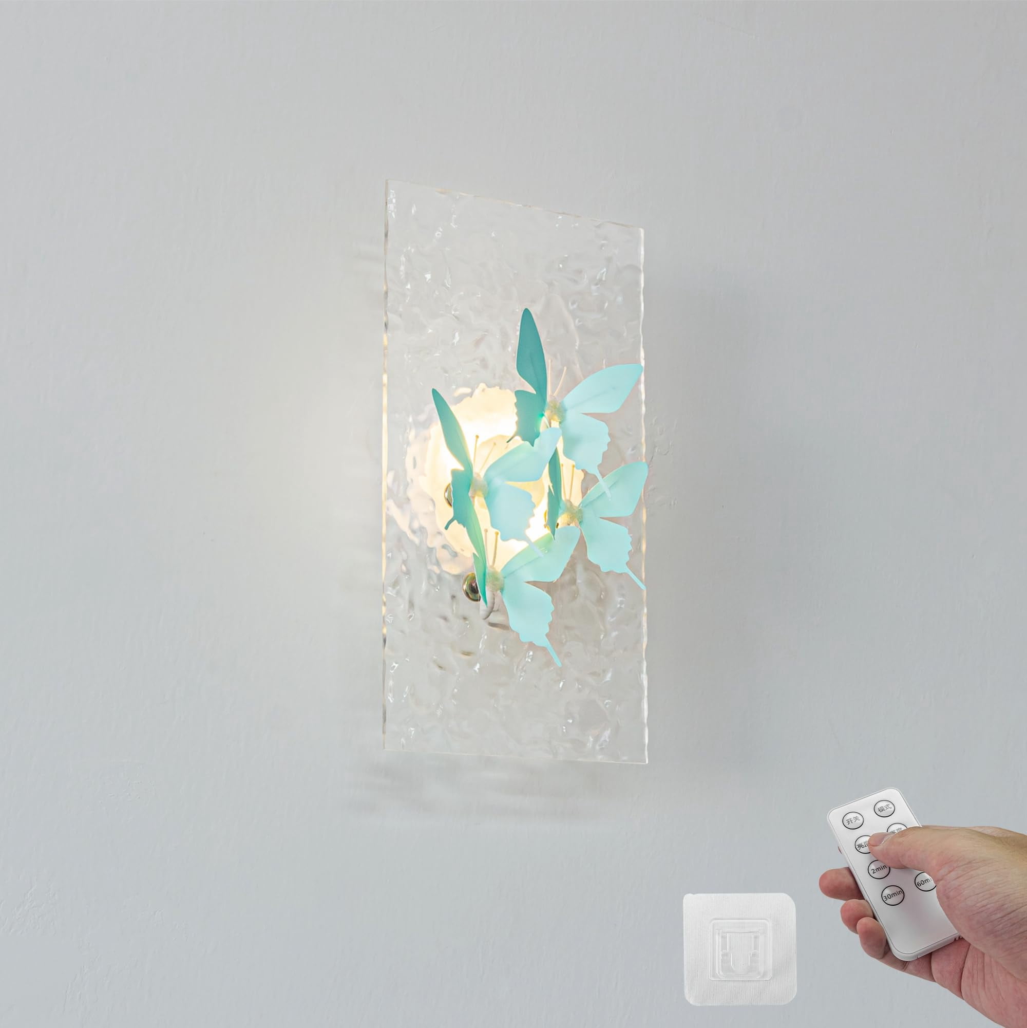 FSLiving Remote Control Acrylic Wall Sconce with 3D Simulated ...