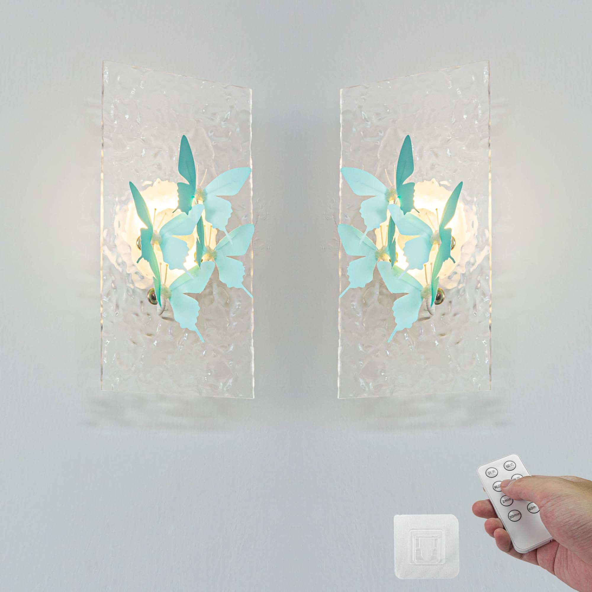 FSLiving Remote Control Acrylic Wall Sconce with 3D Simulated ...