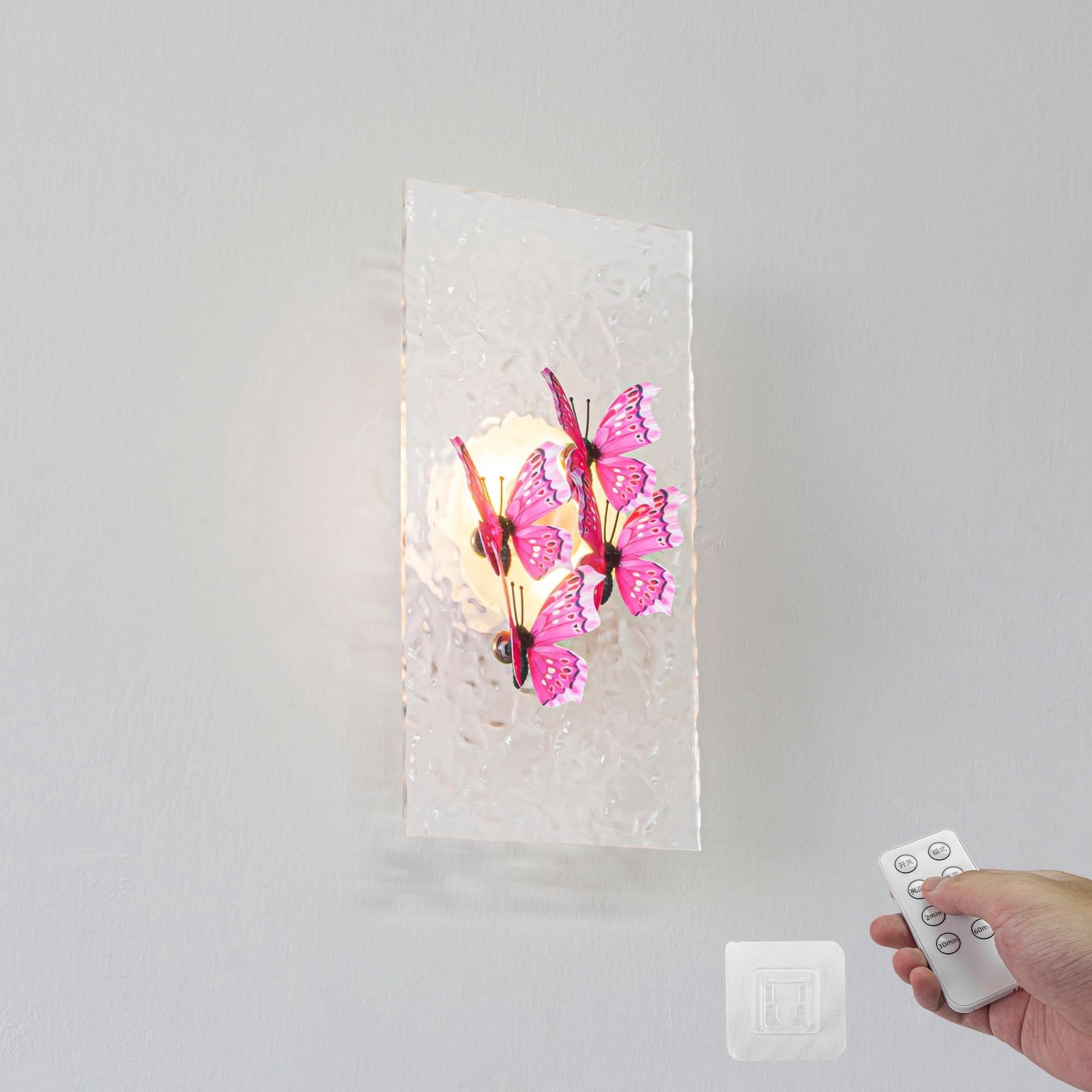 FSLiving Remote Control Acrylic Wall Sconce with 3D Simulated ...
