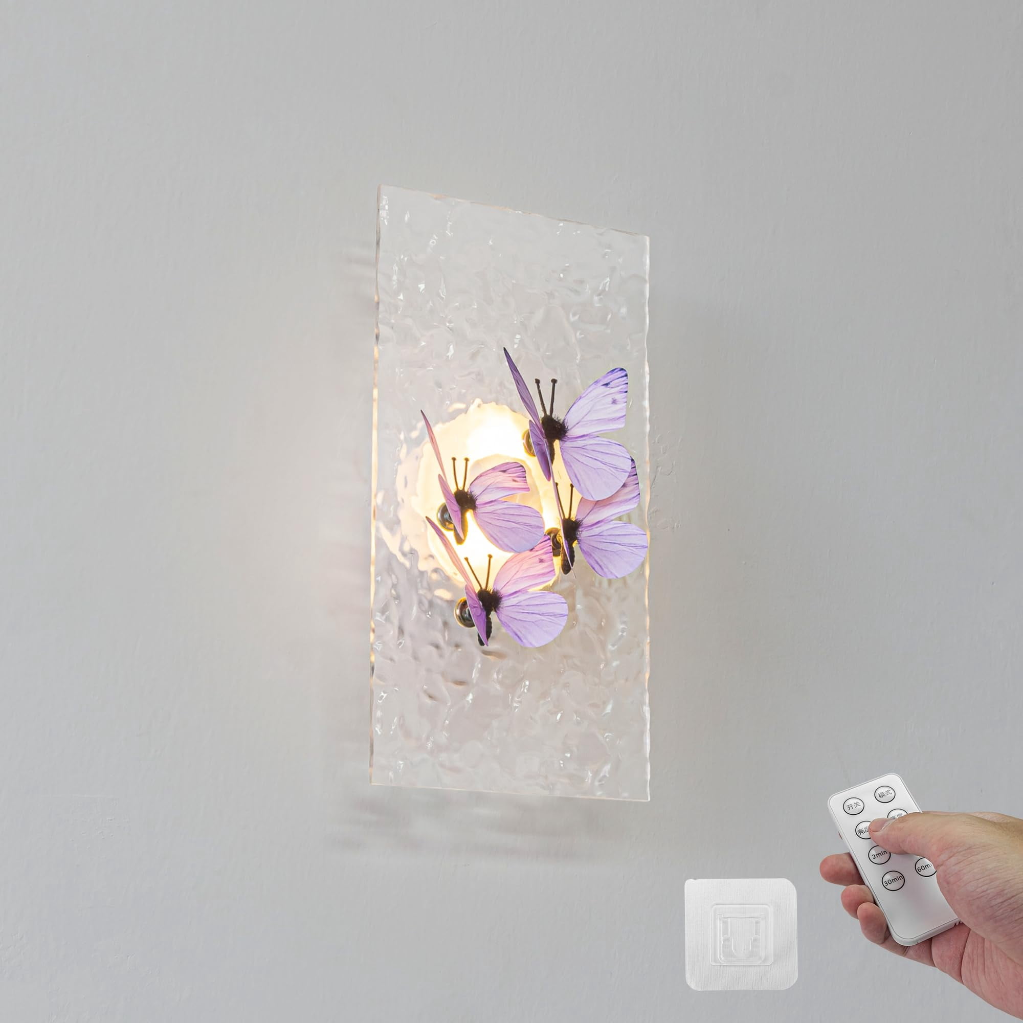 FSLiving Remote Control Acrylic Wall Sconce with 3D Simulated ...