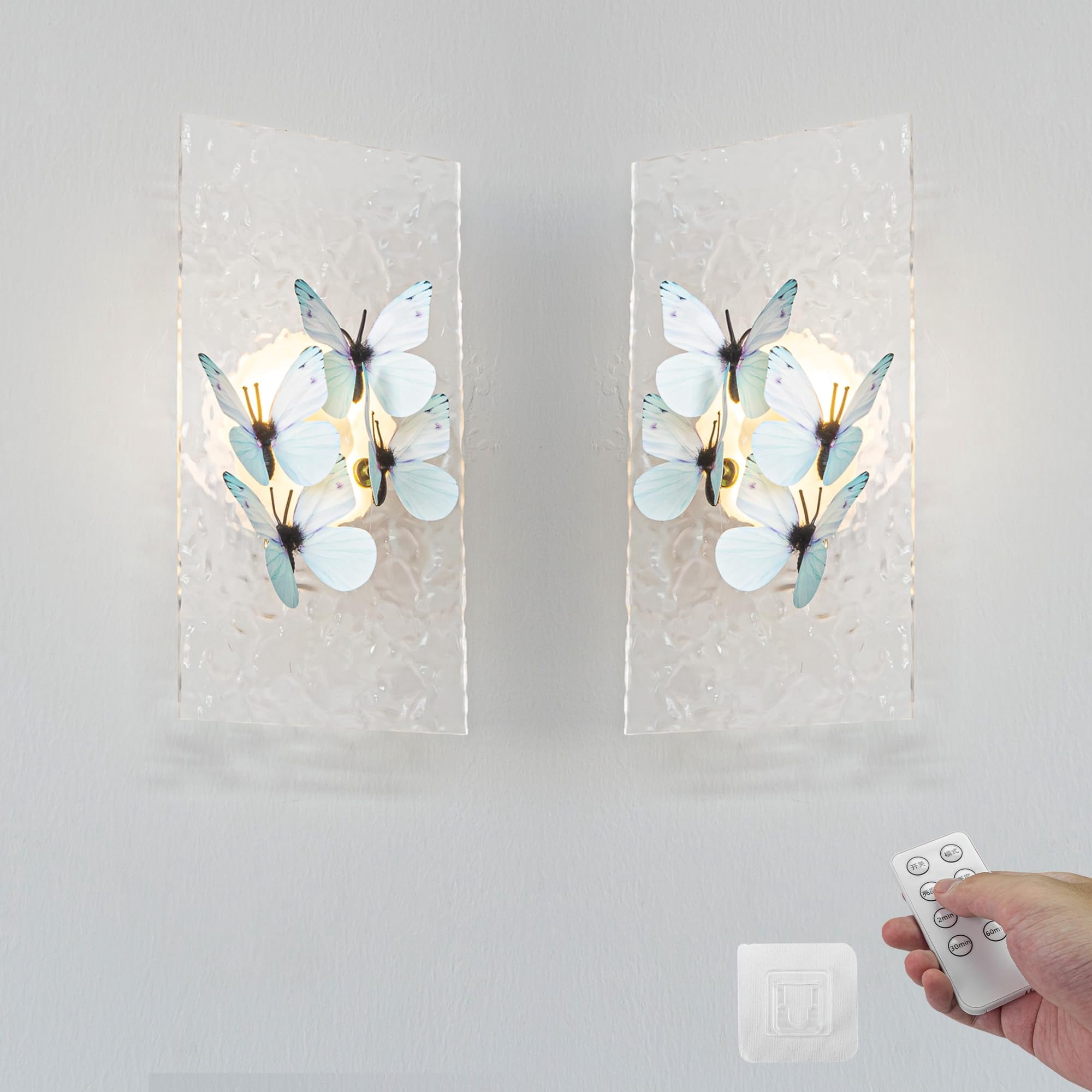 FSLiving Remote Control Acrylic Wall Sconce with 3D Simulated ...