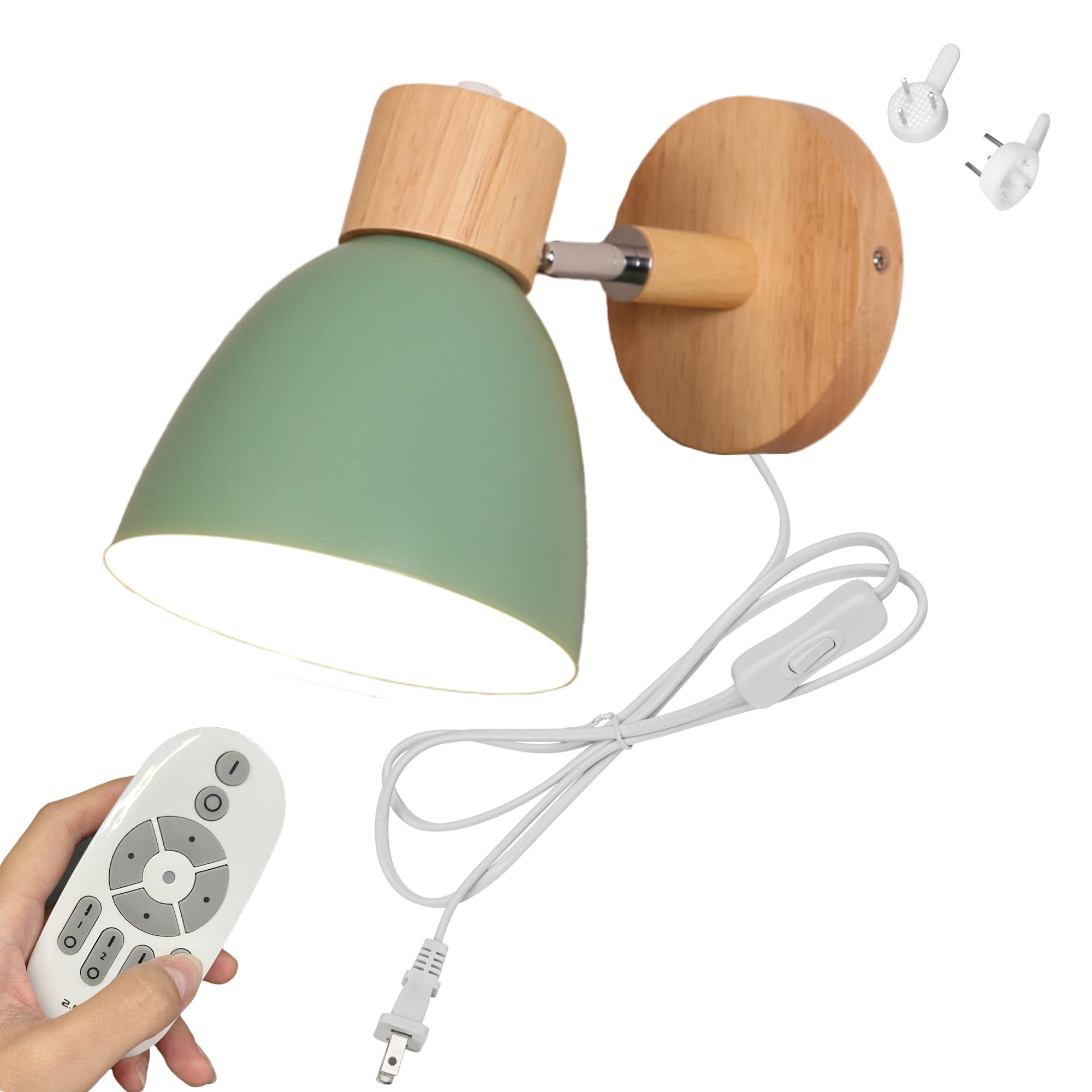 FSLiving Remote Control Adjustable Wall Sconces with Plug-in Cord E26 ...