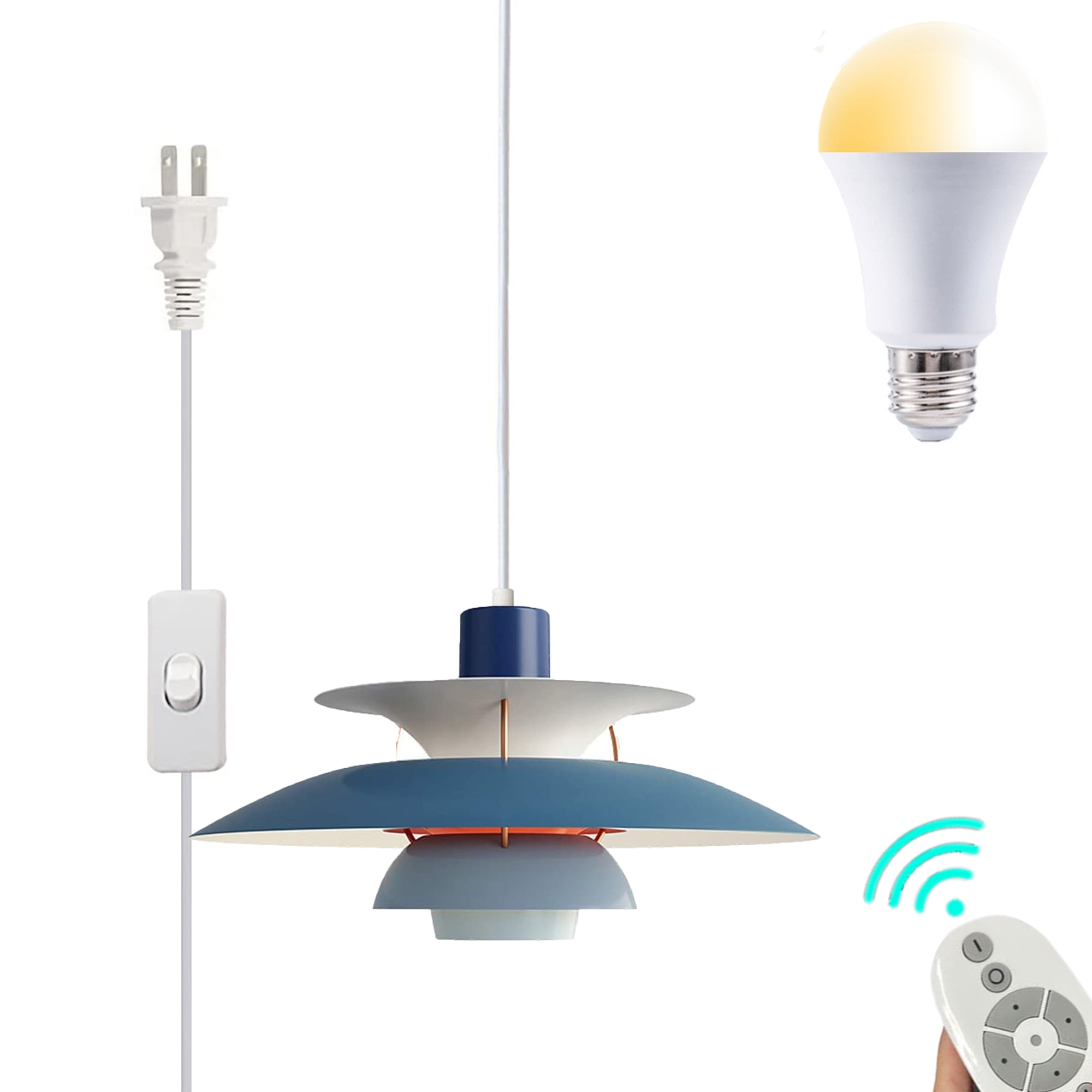 FSLiving Remote Control Ceiling Light Modern Hanging Pendant Lights ...