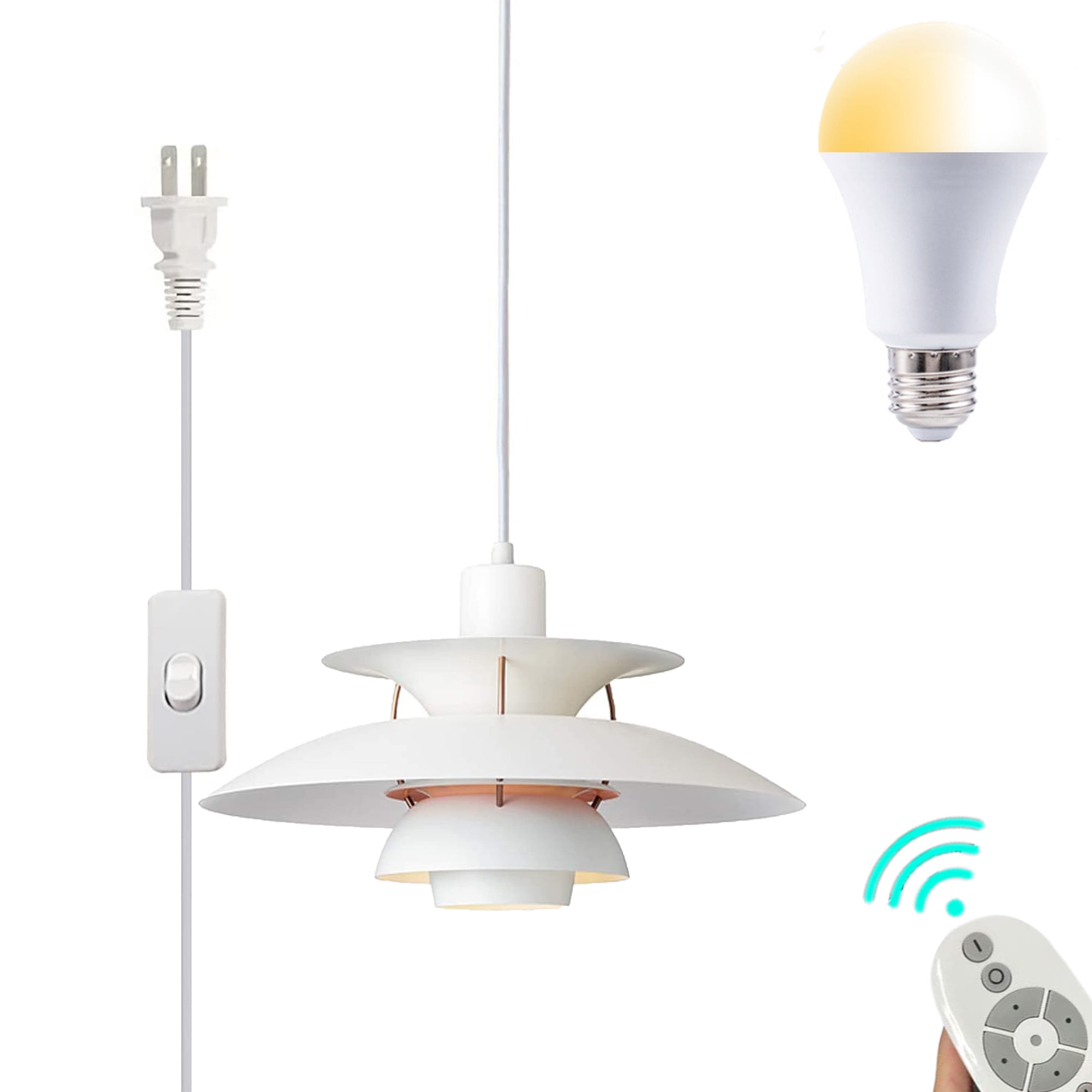 FSLiving Remote Control Ceiling Light Modern Hanging Pendant Lights ...