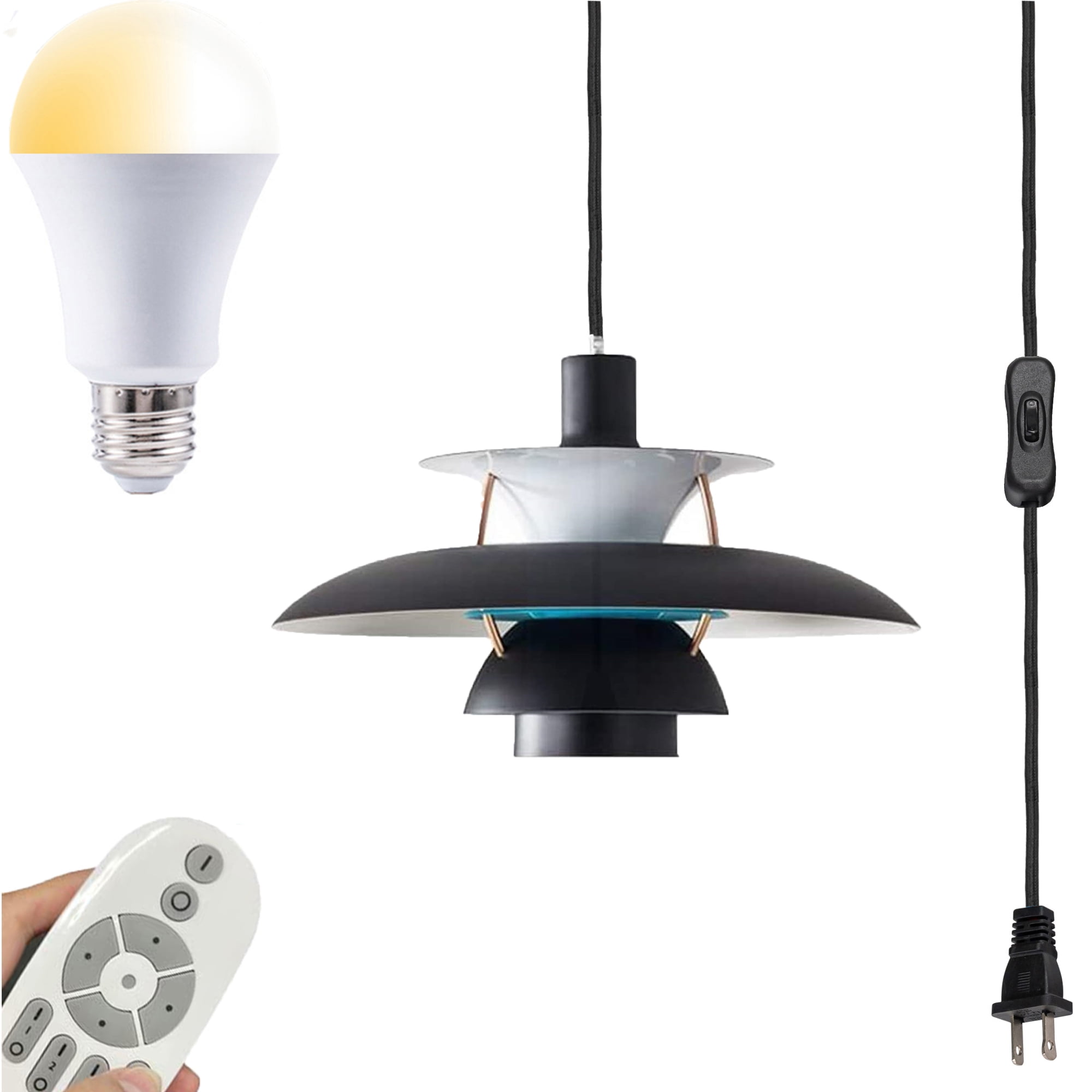 FSLiving Remote Control Ceiling Light Modern Hanging Pendant Lights ...