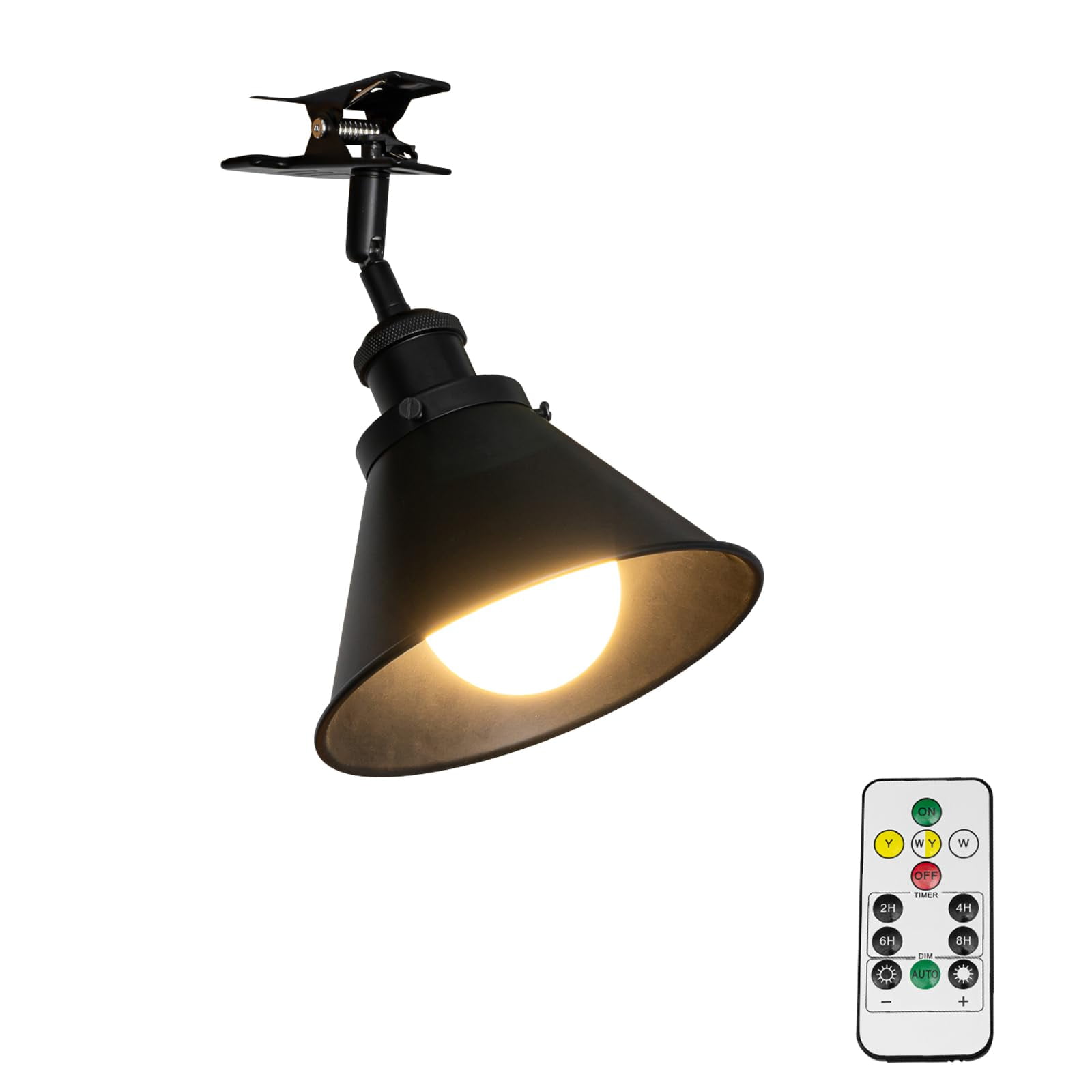 FSLiving Remote Control Clamp Lamp with Rechargeable Battery Operated ...