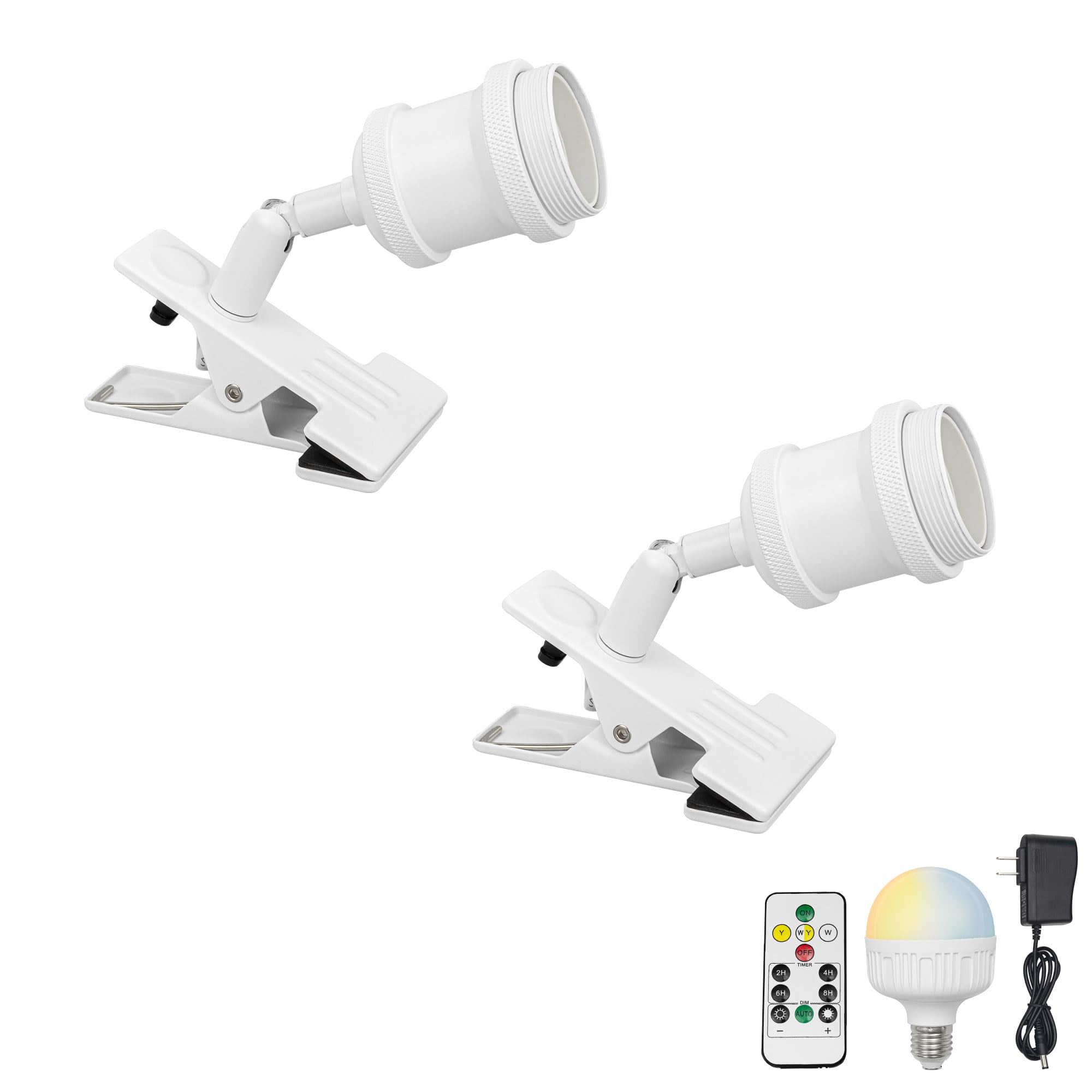 FSLiving Remote Control Clamp Lamp with Rechargeable Battery Operated ...