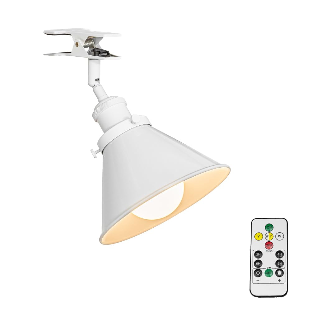 FSLiving Remote Control Clamp Lamp with Rechargeable Battery Operated ...