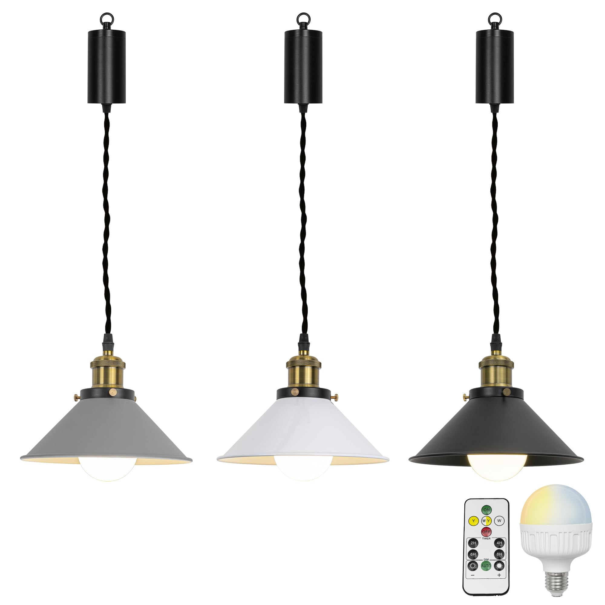 FSLiving Remote Control Dimmable Hanging Light with Rechargeable ...